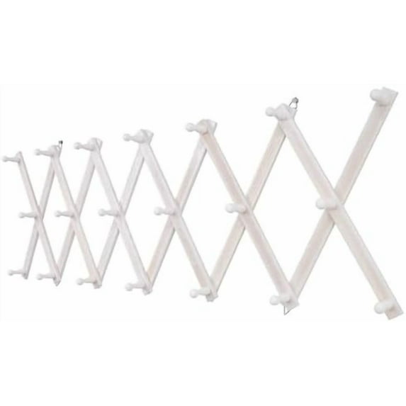Accordion Wall Hanger with 20 Hooks, Wooden Wall Expandable Coat Rack ...