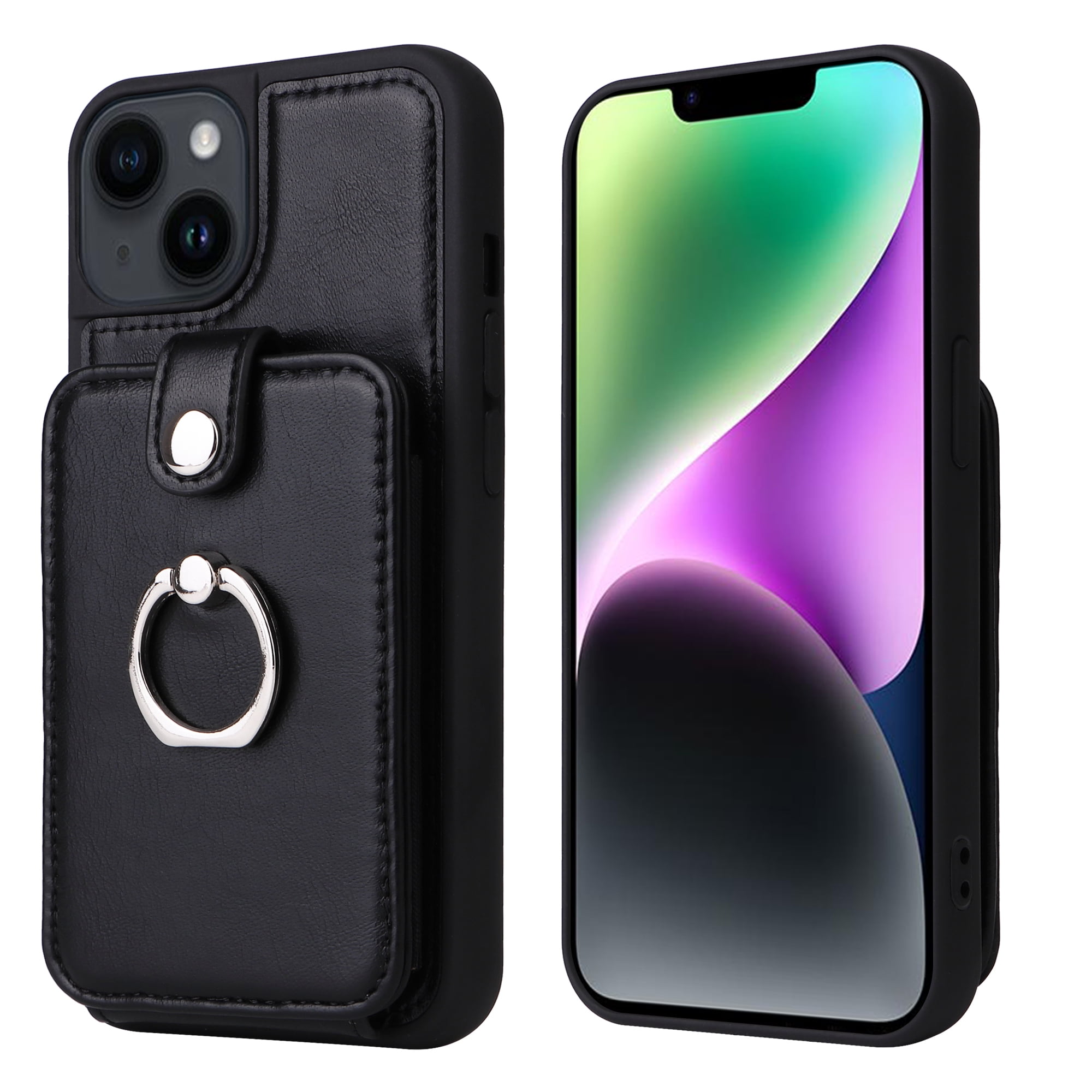 Accordion Wallet Case for iPhone 14 Plus with Rotatable Ring Holder ...