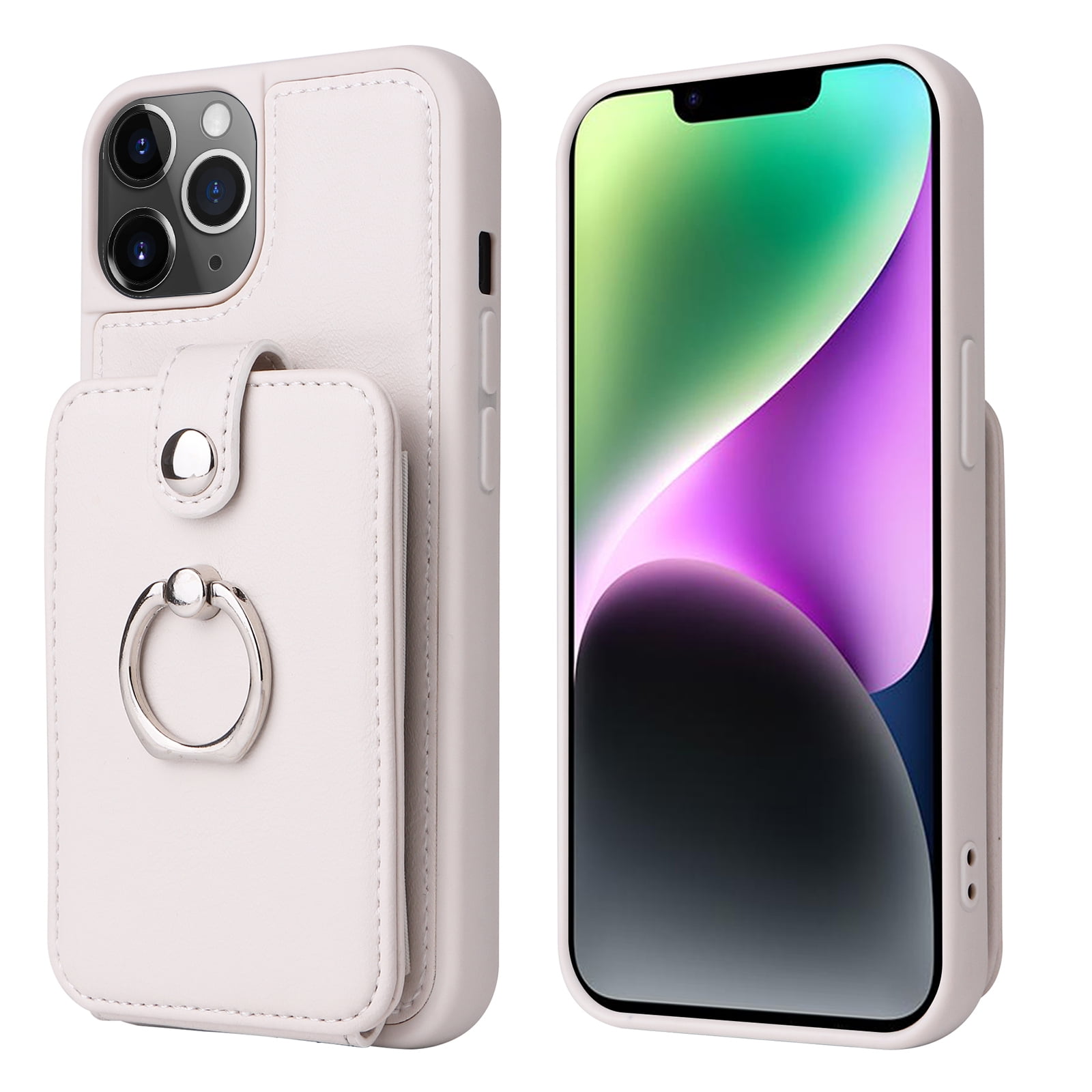 Accordion Wallet Case for iPhone 14 Pro Max with Rotatable Ring Holder ...