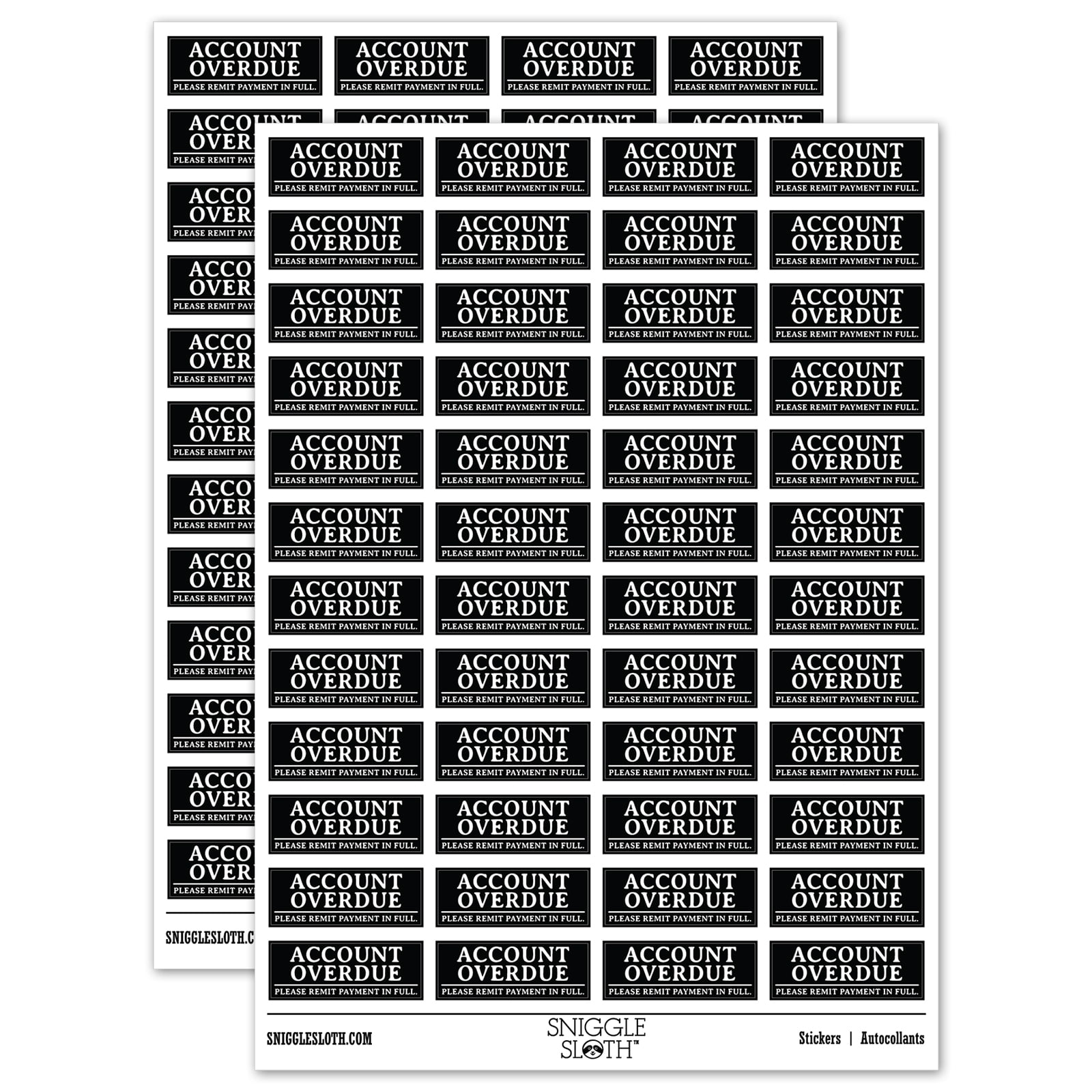 Account Overdue Payment Due Billing Sticker Set - Black - Gloss Finish ...