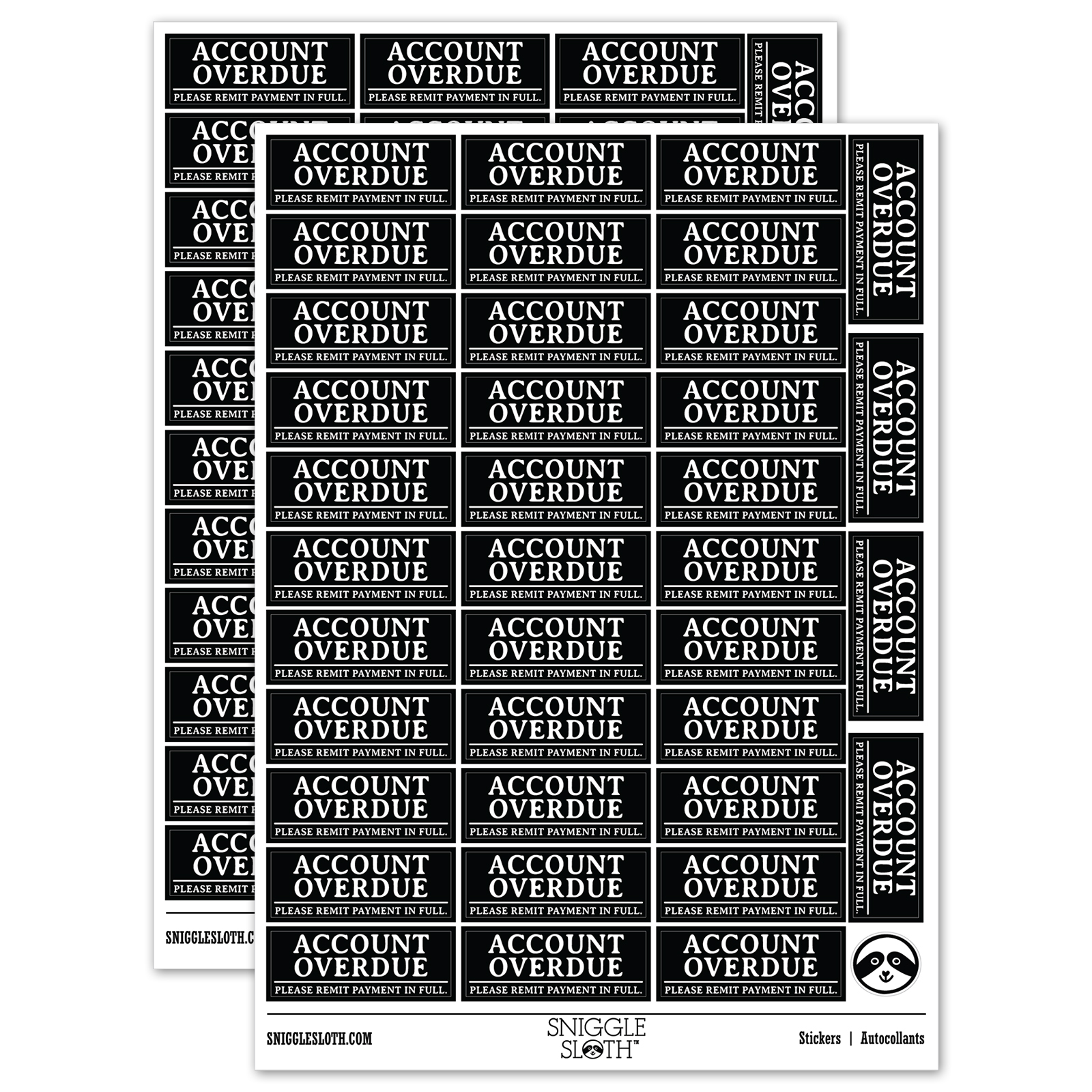 Account Overdue Payment Due Billing Sticker Set - Black - Gloss Finish ...