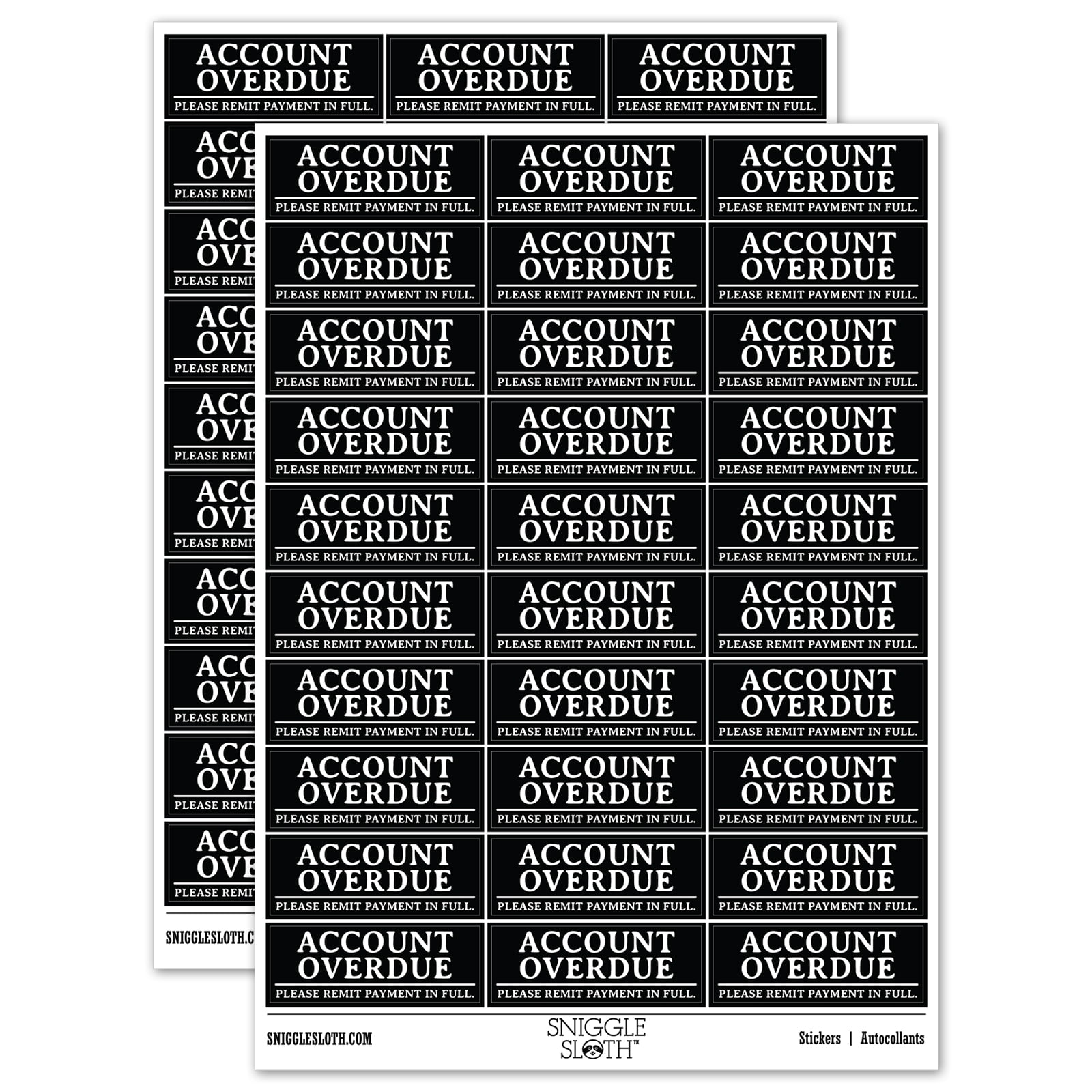 Account Overdue Payment Due Billing Sticker Set - Black - Gloss Finish ...