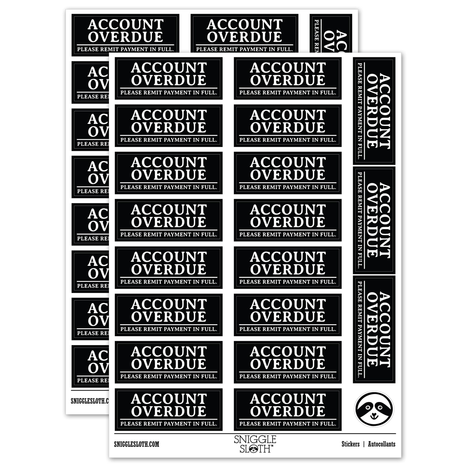 Account Overdue Payment Due Billing Sticker Set - Black - Gloss Finish ...