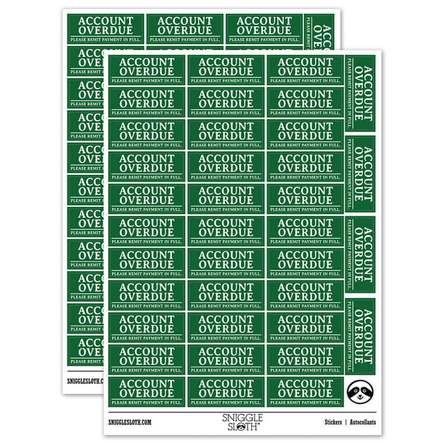 Account Overdue Payment Due Billing Sticker Set - Dark Green - Matte ...