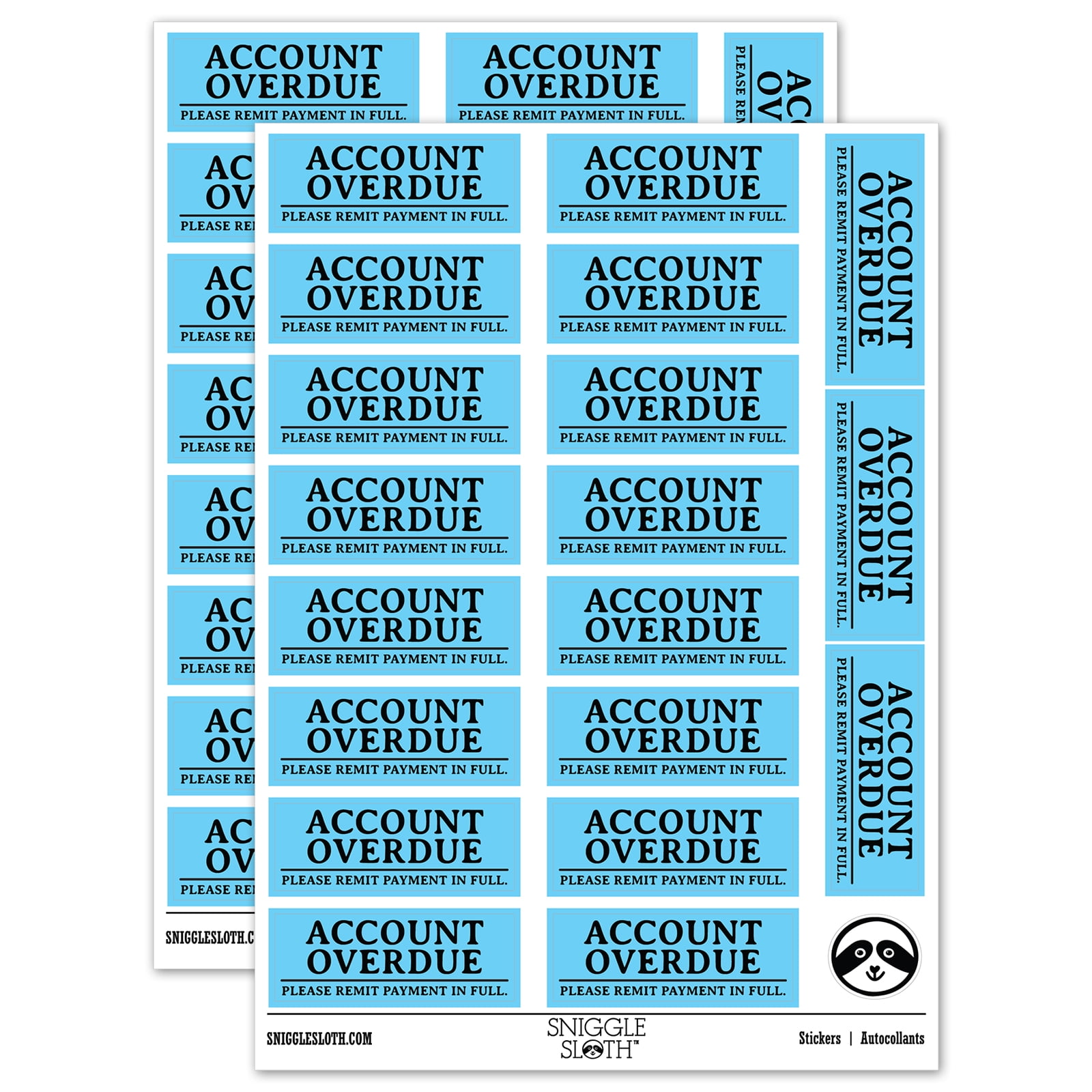 Account Overdue Payment Due Billing Sticker Set - Light Blue - Gloss ...