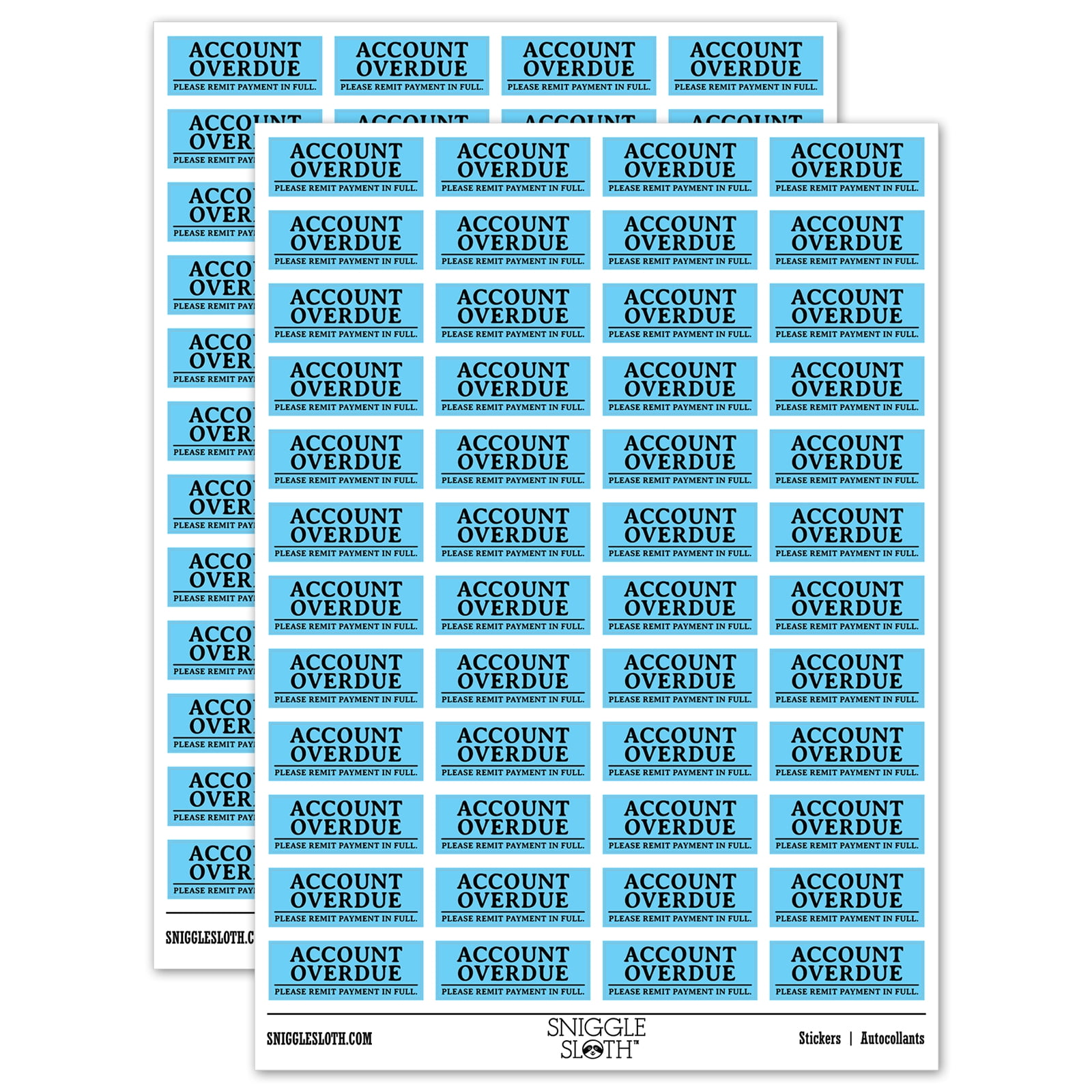 Account Overdue Payment Due Billing Sticker Set - Light Blue - Matte ...