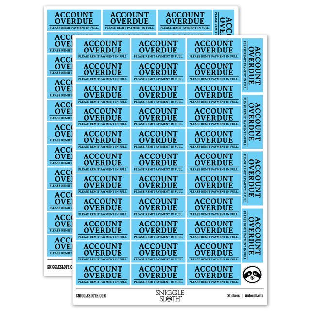 Account Overdue Payment Due Billing Sticker Set - Light Blue - Matte ...