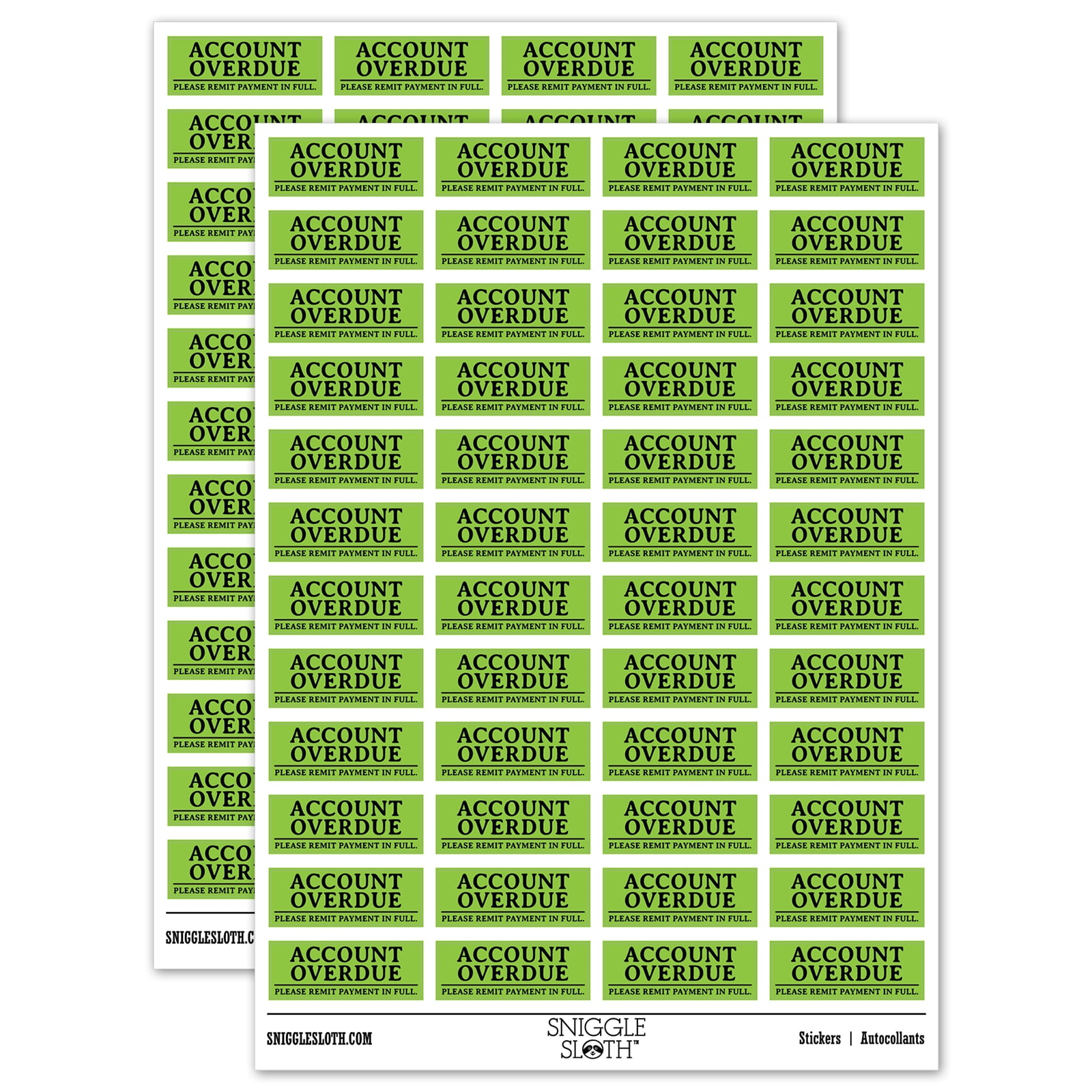 Account Overdue Payment Due Billing Sticker Set - Light Green - Gloss ...