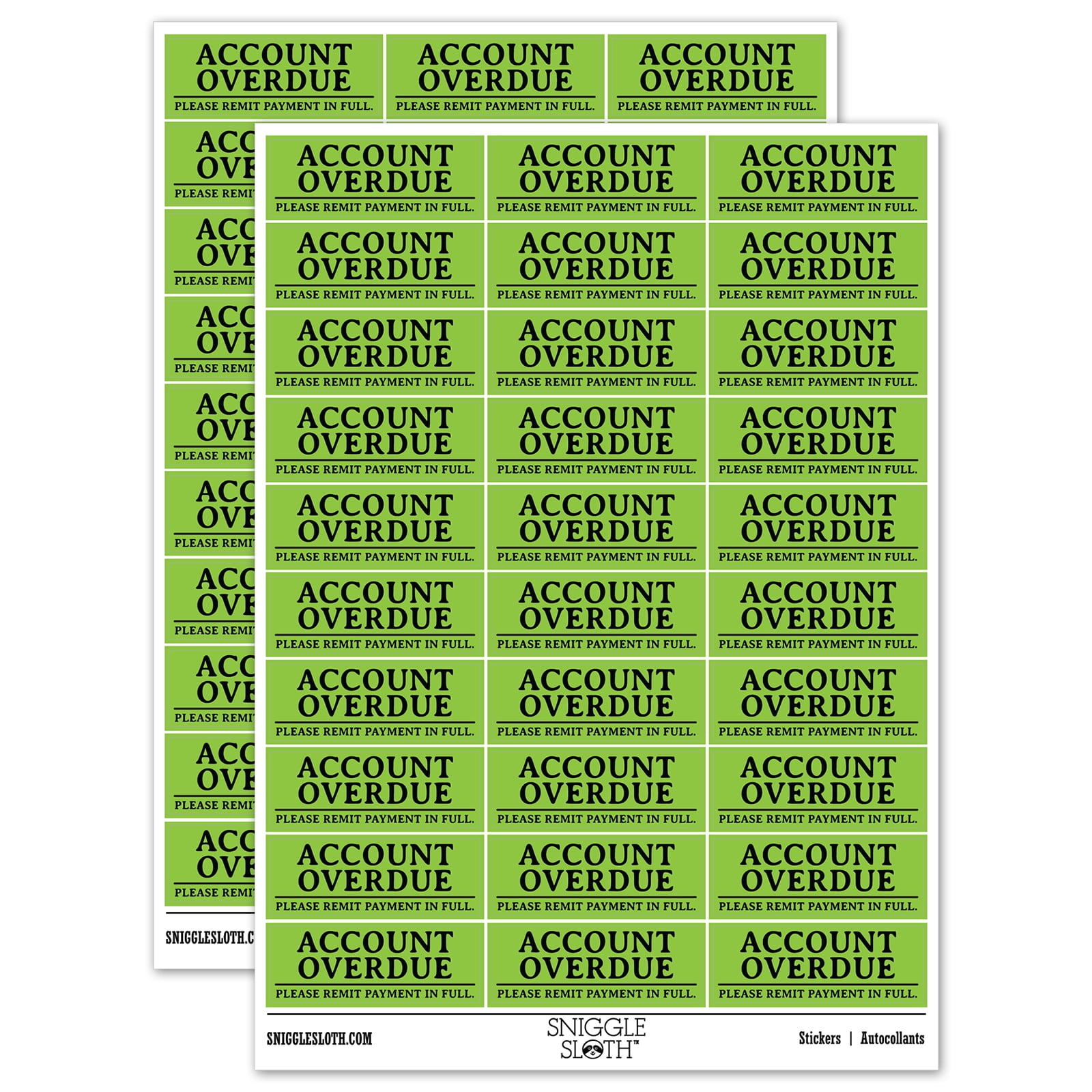 Account Overdue Payment Due Billing Sticker Set - Light Green - Gloss ...