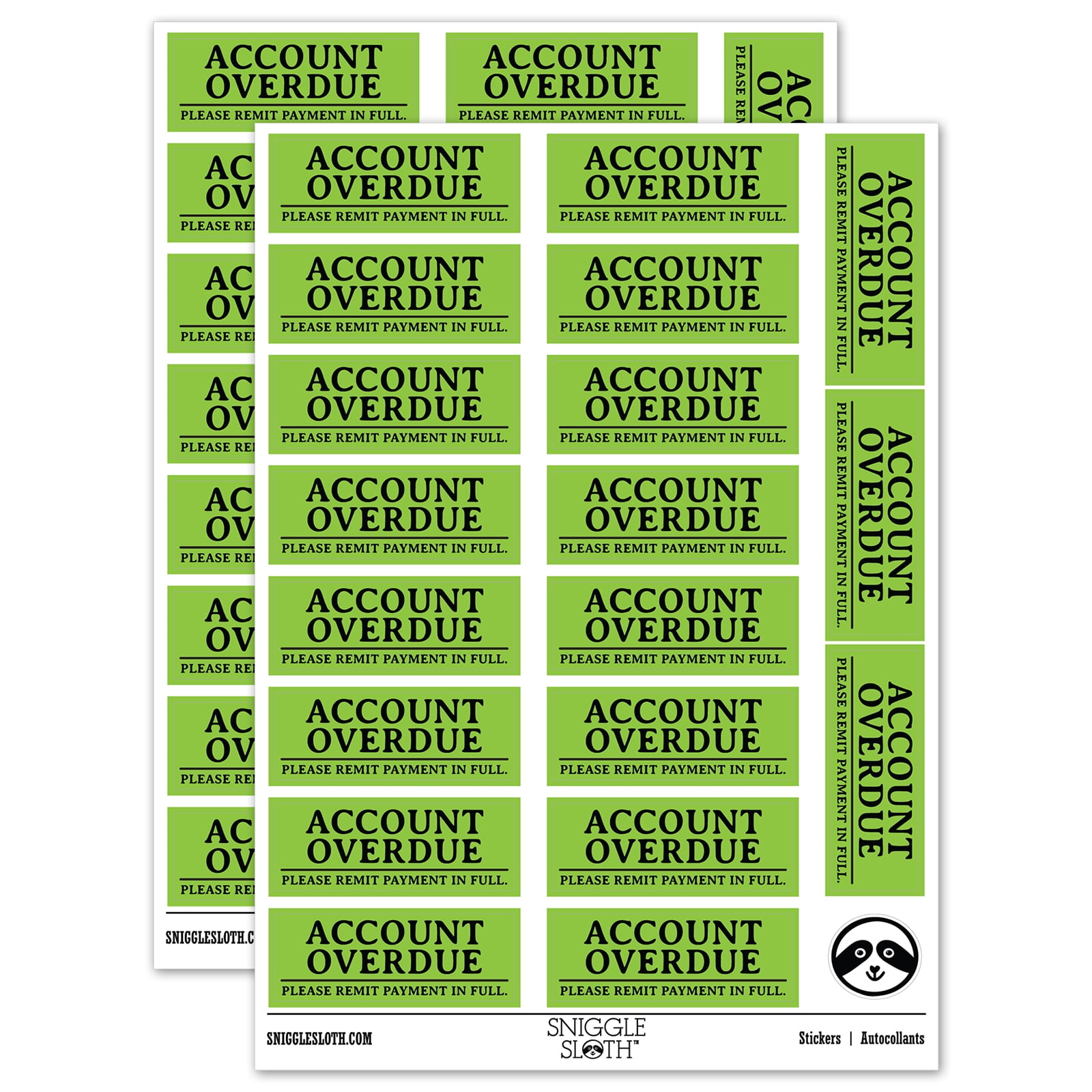 Account Overdue Payment Due Billing Sticker Set - Light Green - Matte ...