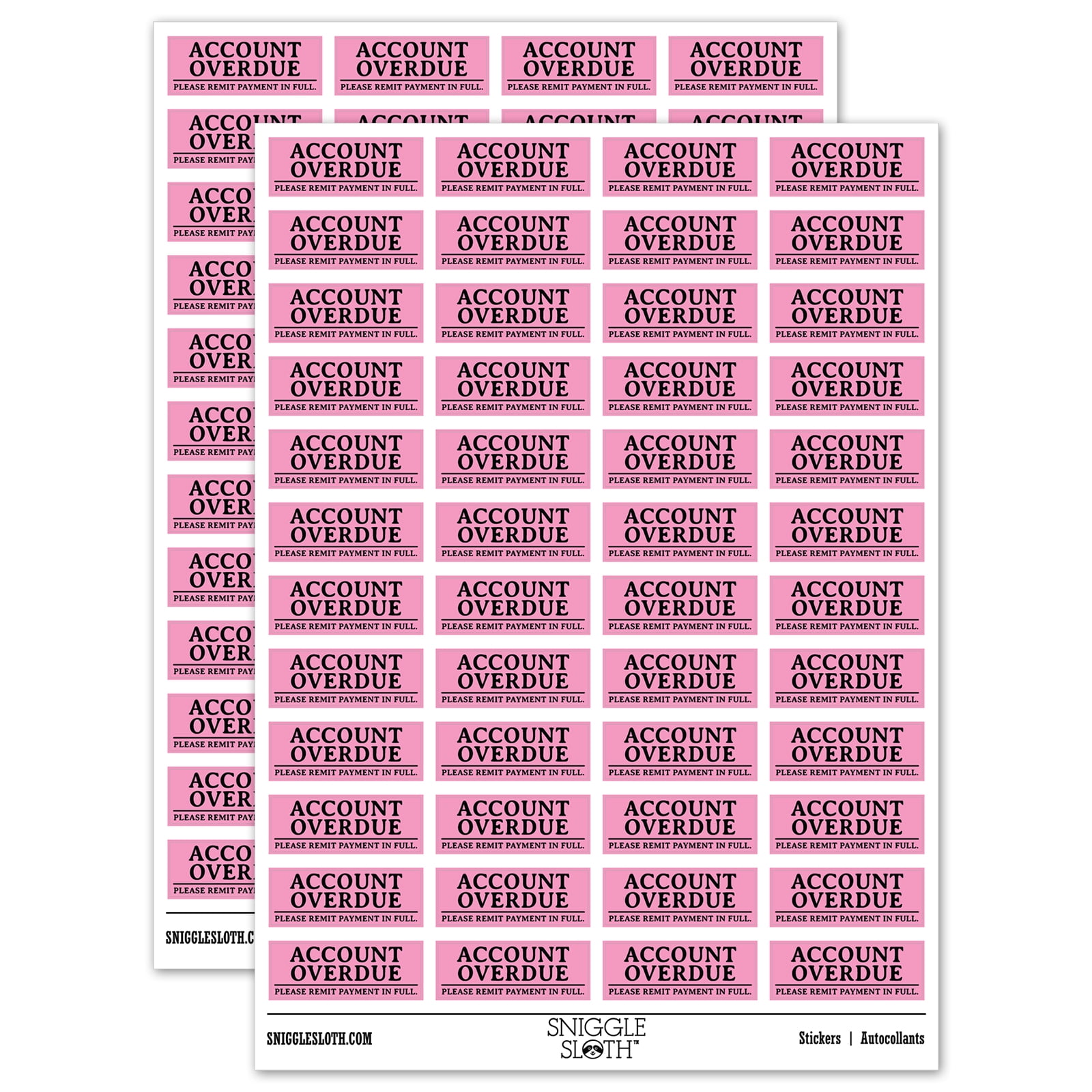 Account Overdue Payment Due Billing Sticker Set - Light Pink - Matte ...