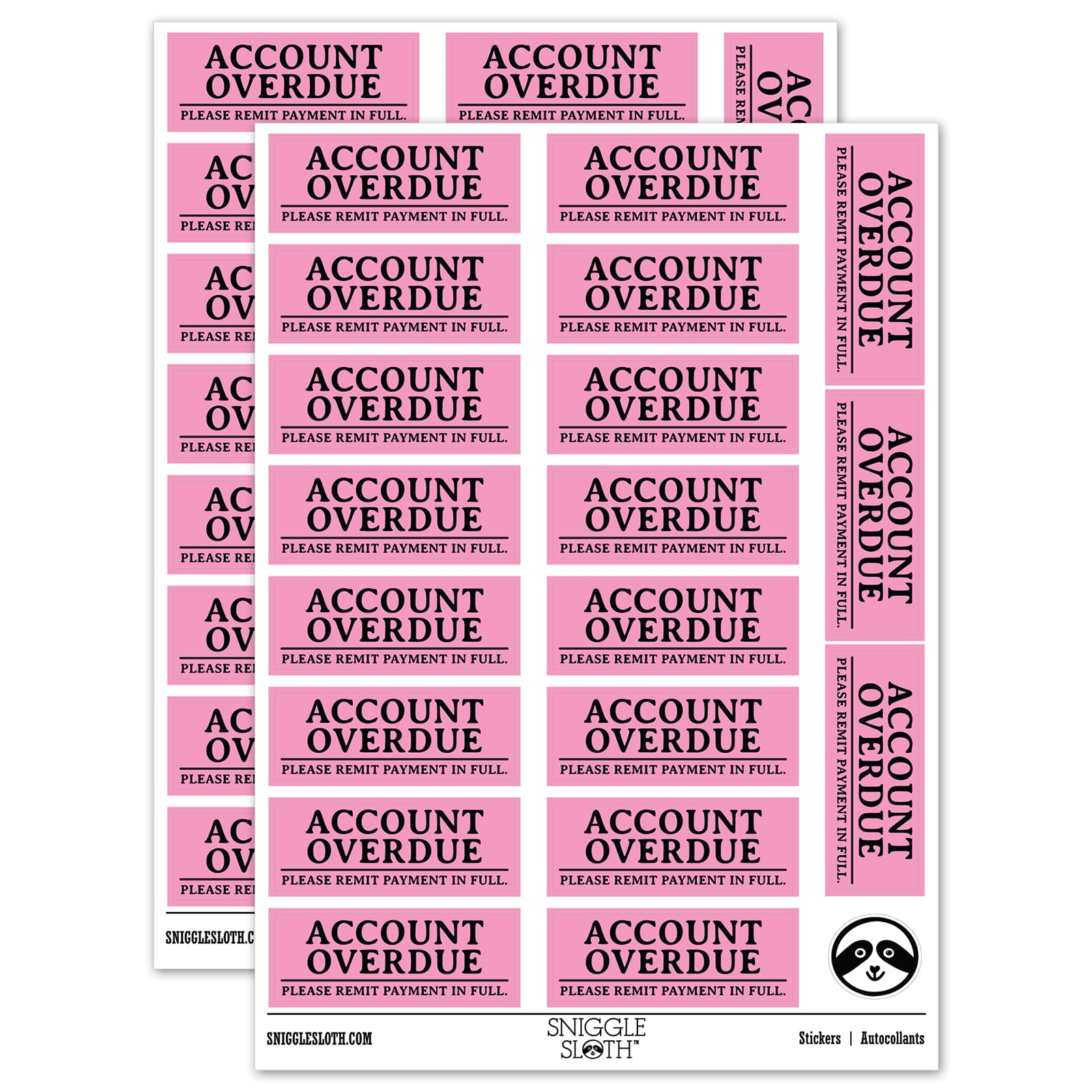 Account Overdue Payment Due Billing Sticker Set - Light Pink - Matte ...