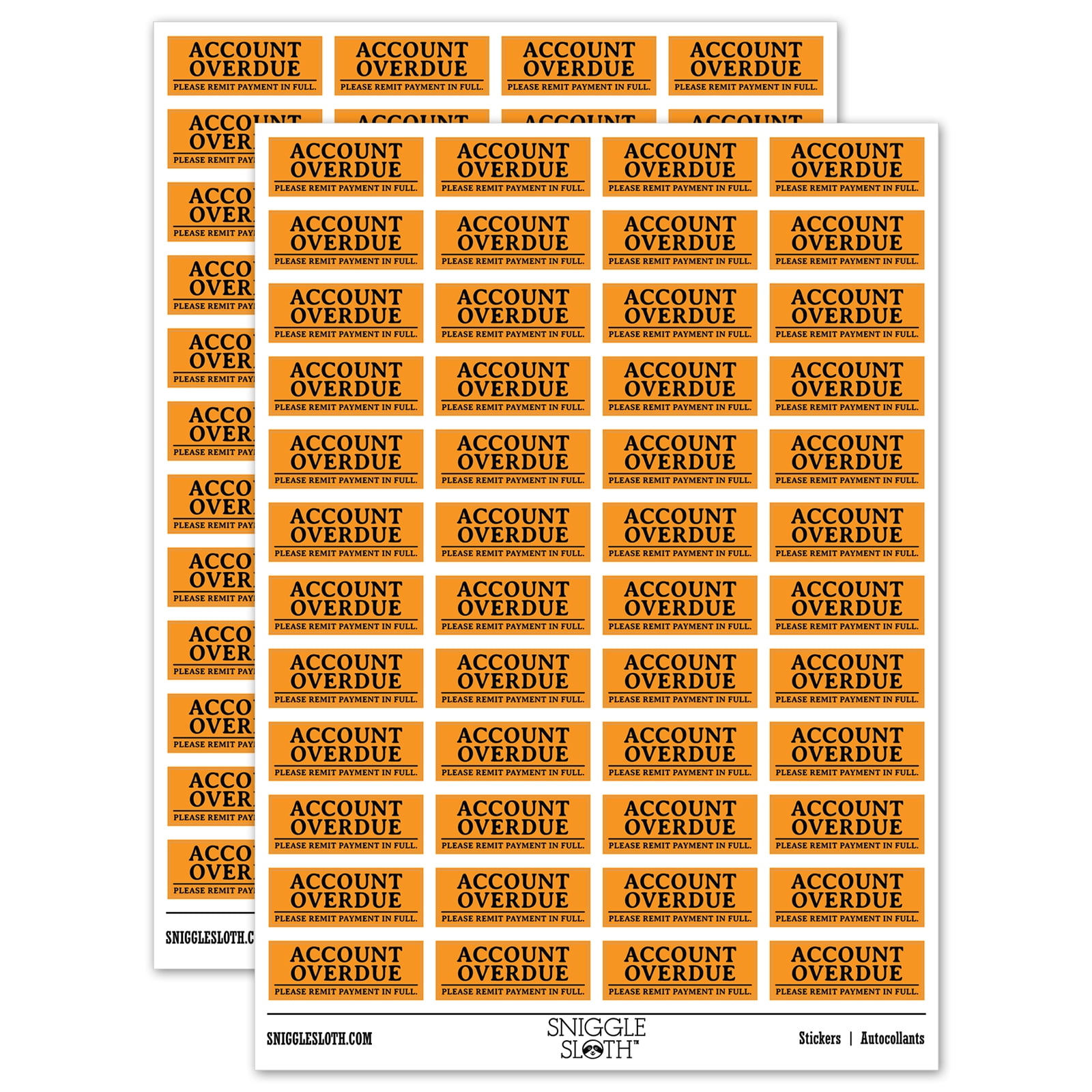 Account Overdue Payment Due Billing Sticker Set - Orange - Gloss Finish ...