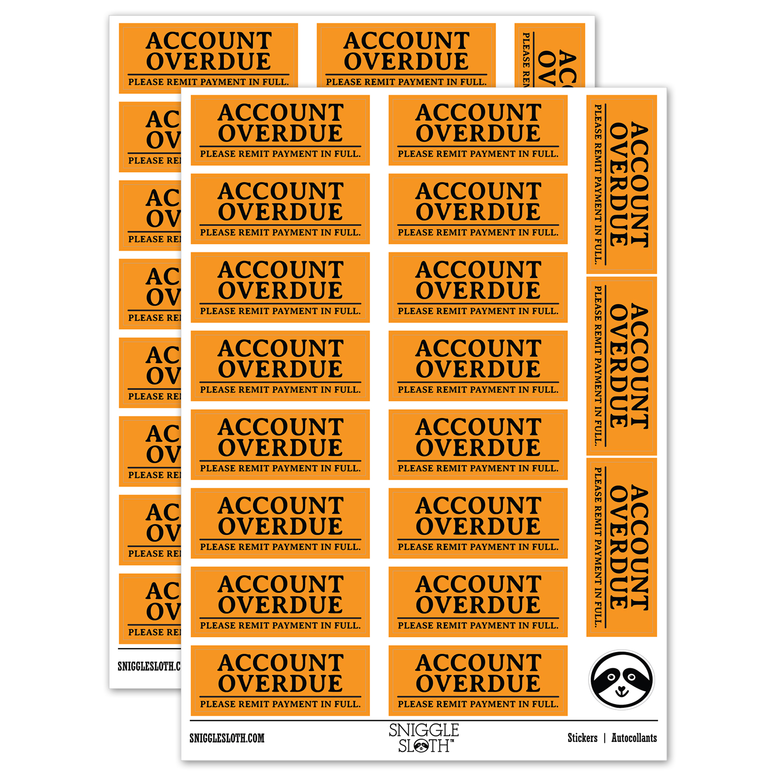 Account Overdue Payment Due Billing Sticker Set - Orange - Gloss Finish ...