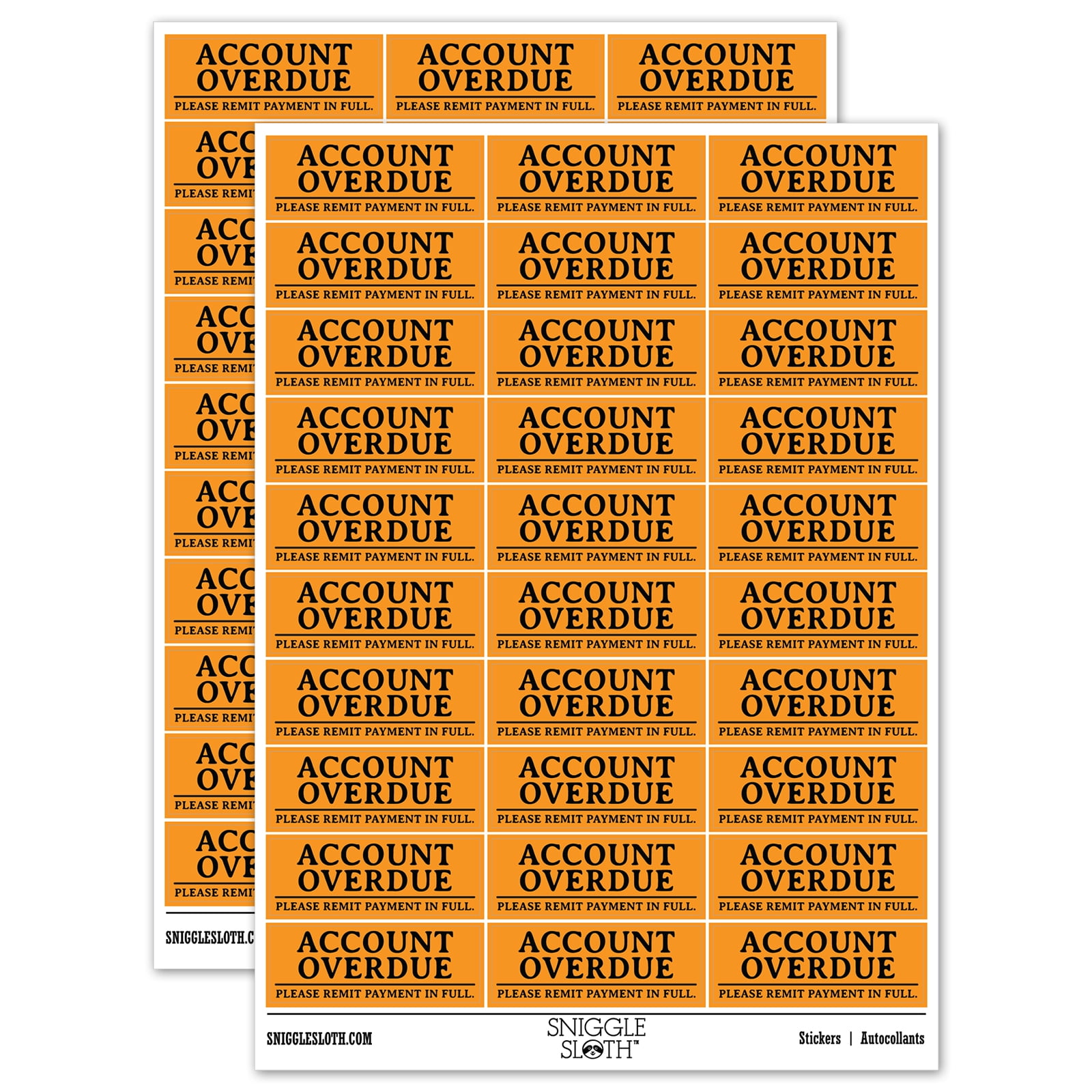 Account Overdue Payment Due Billing Sticker Set - Orange - Matte Finish ...
