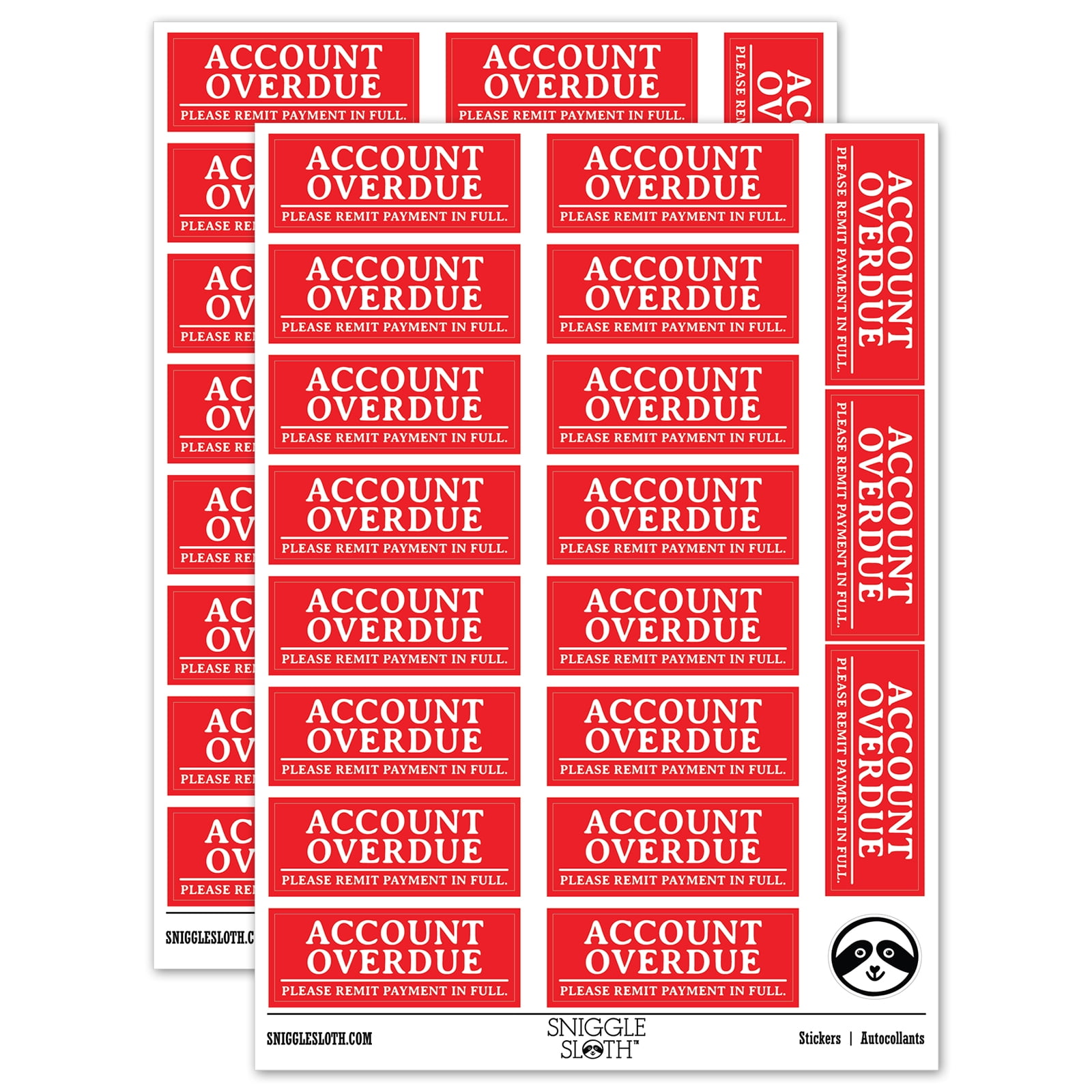 Account Overdue Payment Due Billing Sticker Set - Red - Gloss Finish ...