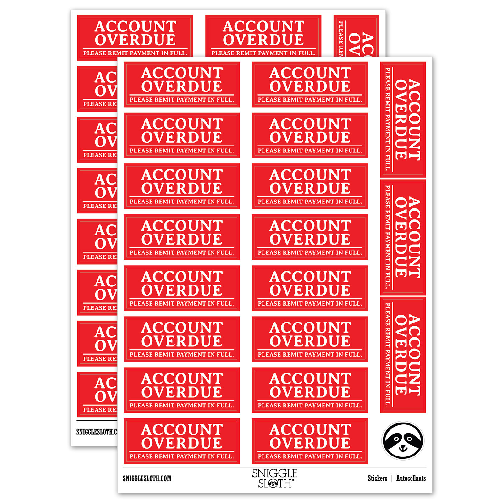 Account Overdue Payment Due Billing Sticker Set Red Gloss Finish Account Overdue Payment Due Billing Sticker Set Red Gloss Finish