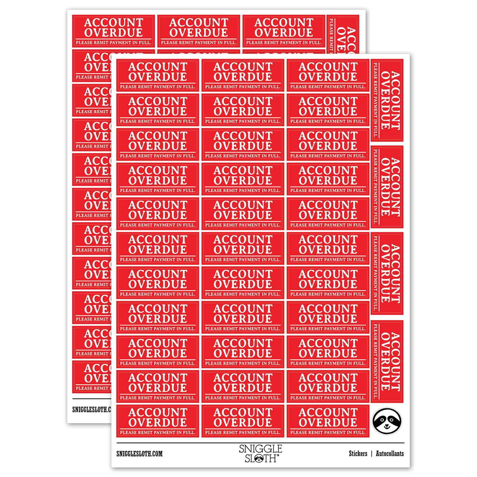 Account Overdue Payment Due Billing Sticker Set - Red - Matte Finish ...