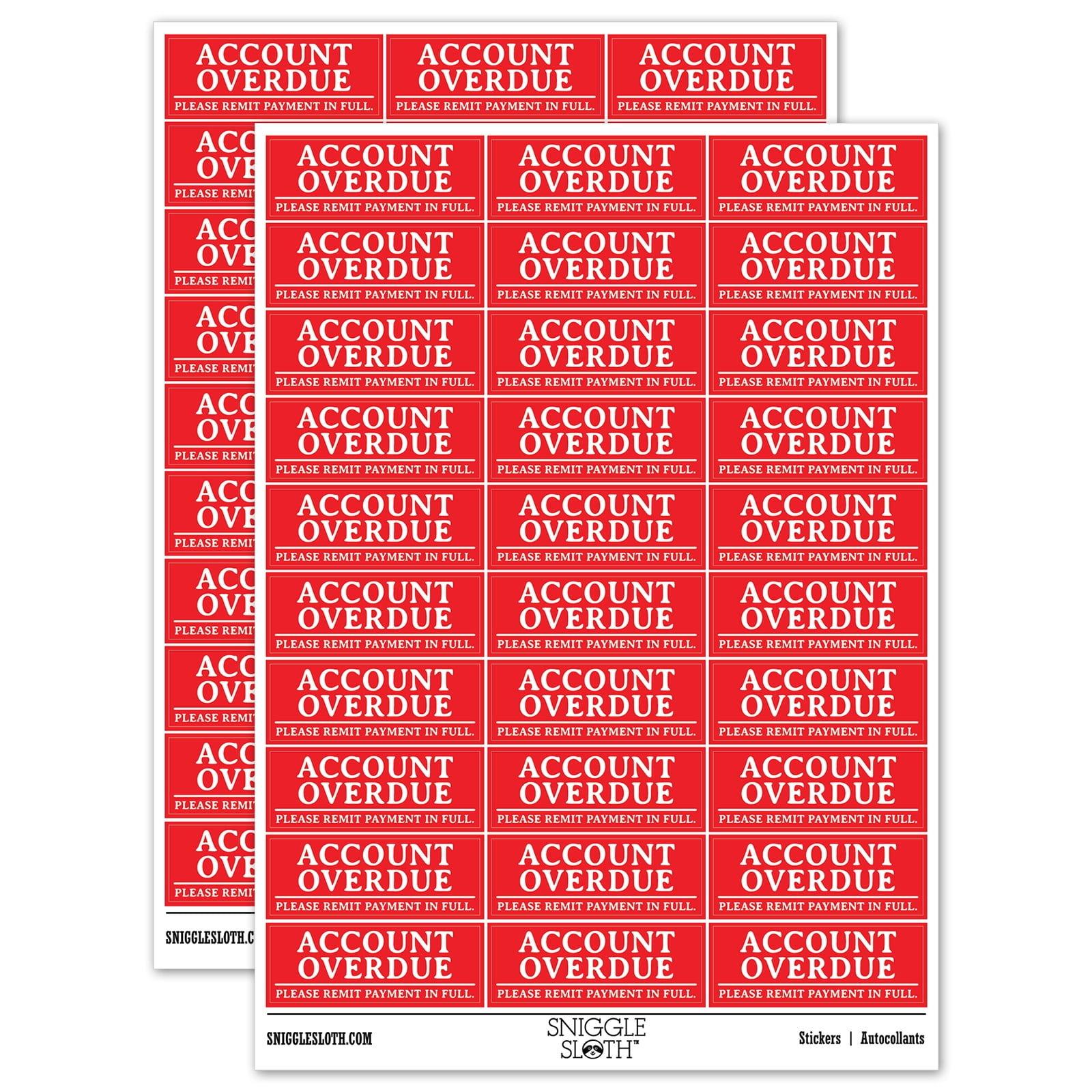 Account Overdue Payment Due Billing Sticker Set - Red - Matte Finish ...