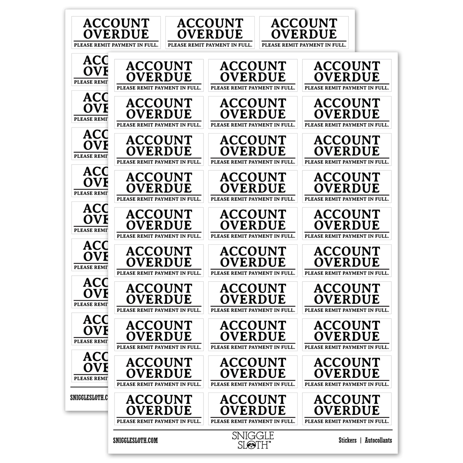 Account Overdue Payment Due Billing Sticker Set - White - Gloss Finish ...
