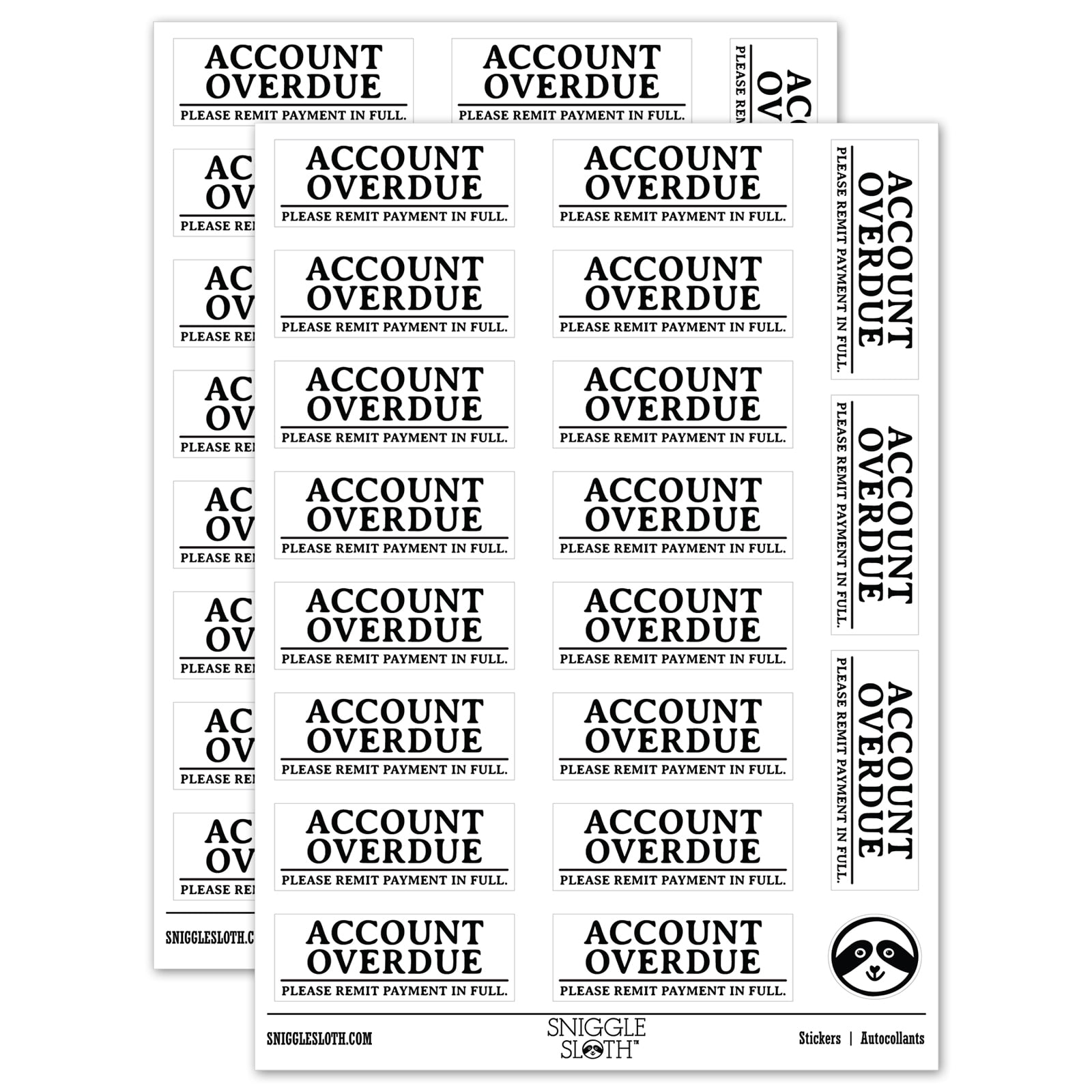 Account Overdue Payment Due Billing Sticker Set - White - Gloss Finish ...