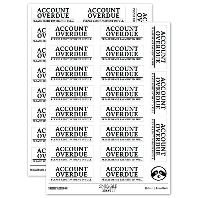 Account Overdue Payment Due Billing Sticker Set - White - Matte Finish ...
