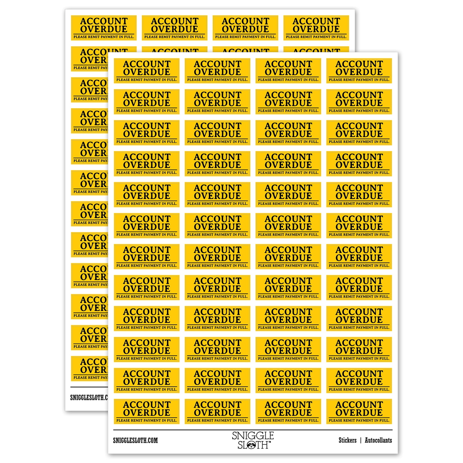 Account Overdue Payment Due Billing Sticker Set - Yellow - Gloss Finish ...