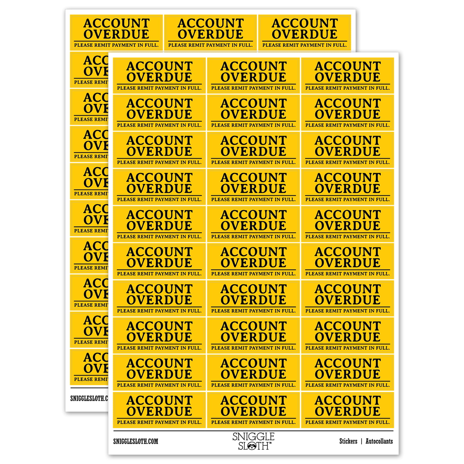 Account Overdue Payment Due Billing Sticker Set - Yellow - Matte Finish ...