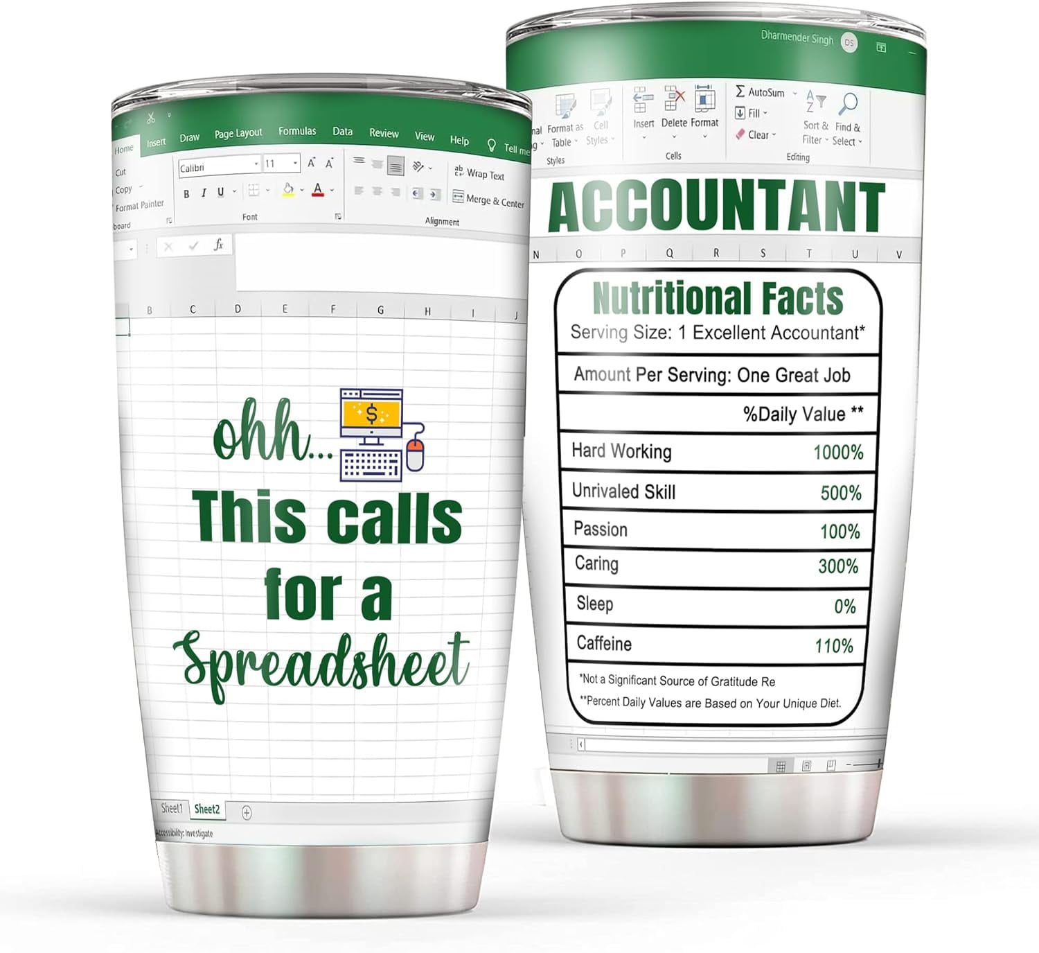 Accountant Gifts Tumblers, The Accountant Tumbler Cup, Spreadsheet Mug ...