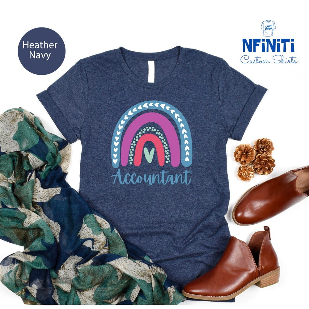 Accountant Hearts Rainbow Shirt, Girls Accountant Tee, Bookkeeper Cute ...