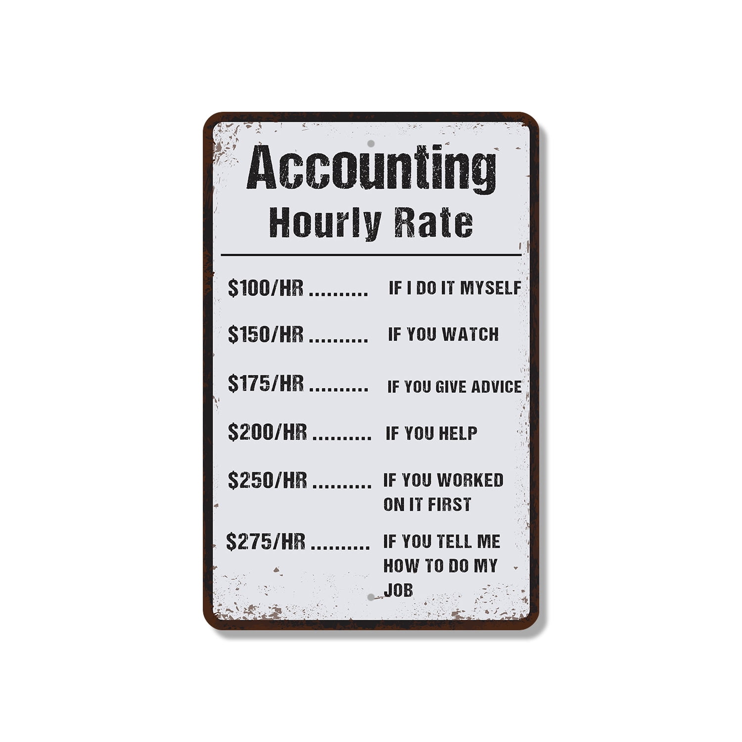 Accountant Hourly Rate (2 Pack) 8 Inch x 12 Inch Novelty Plastic Sign ...