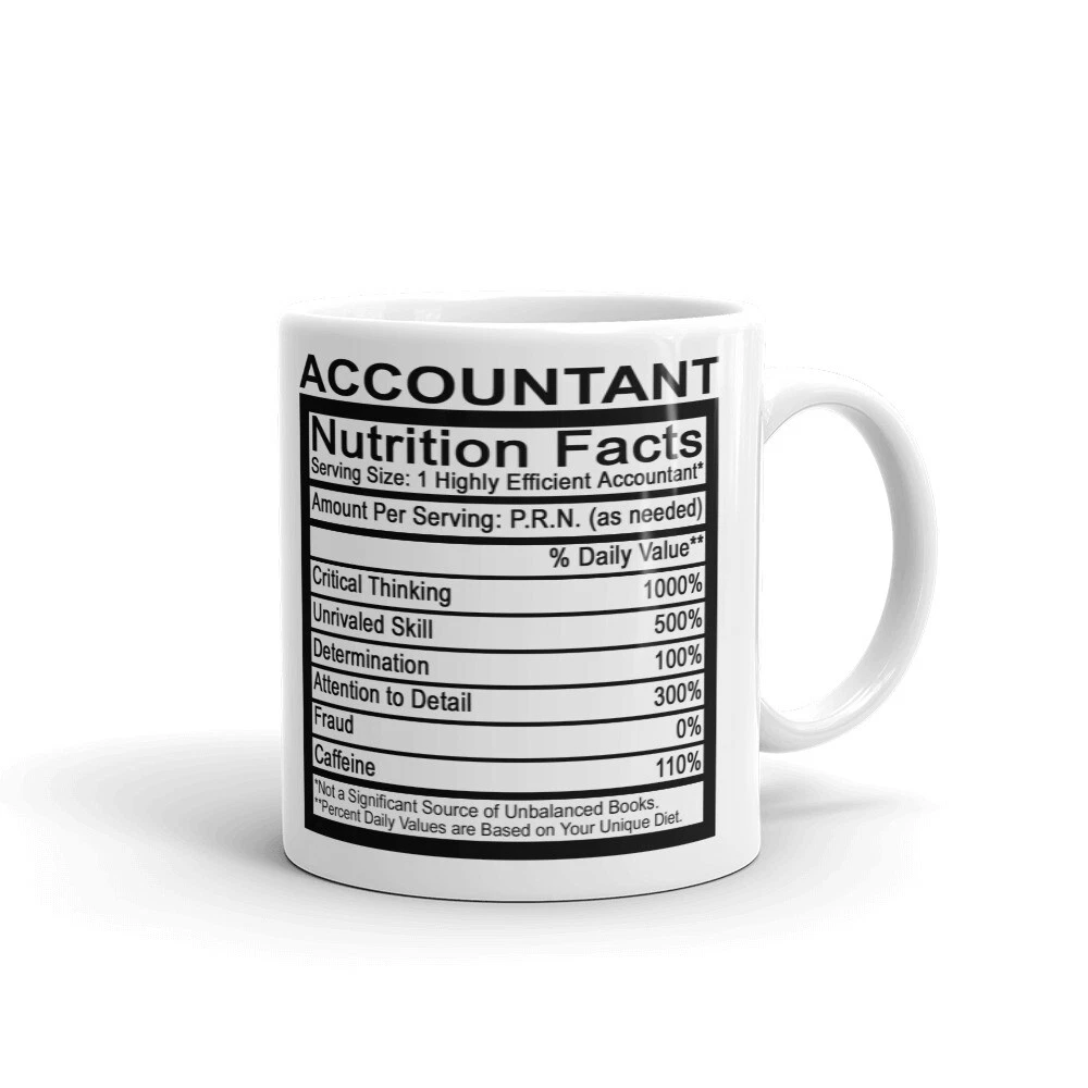 Accountant Nutrition Facts CPA Coffee Tea Ceramic Mug Office Work Cup ...