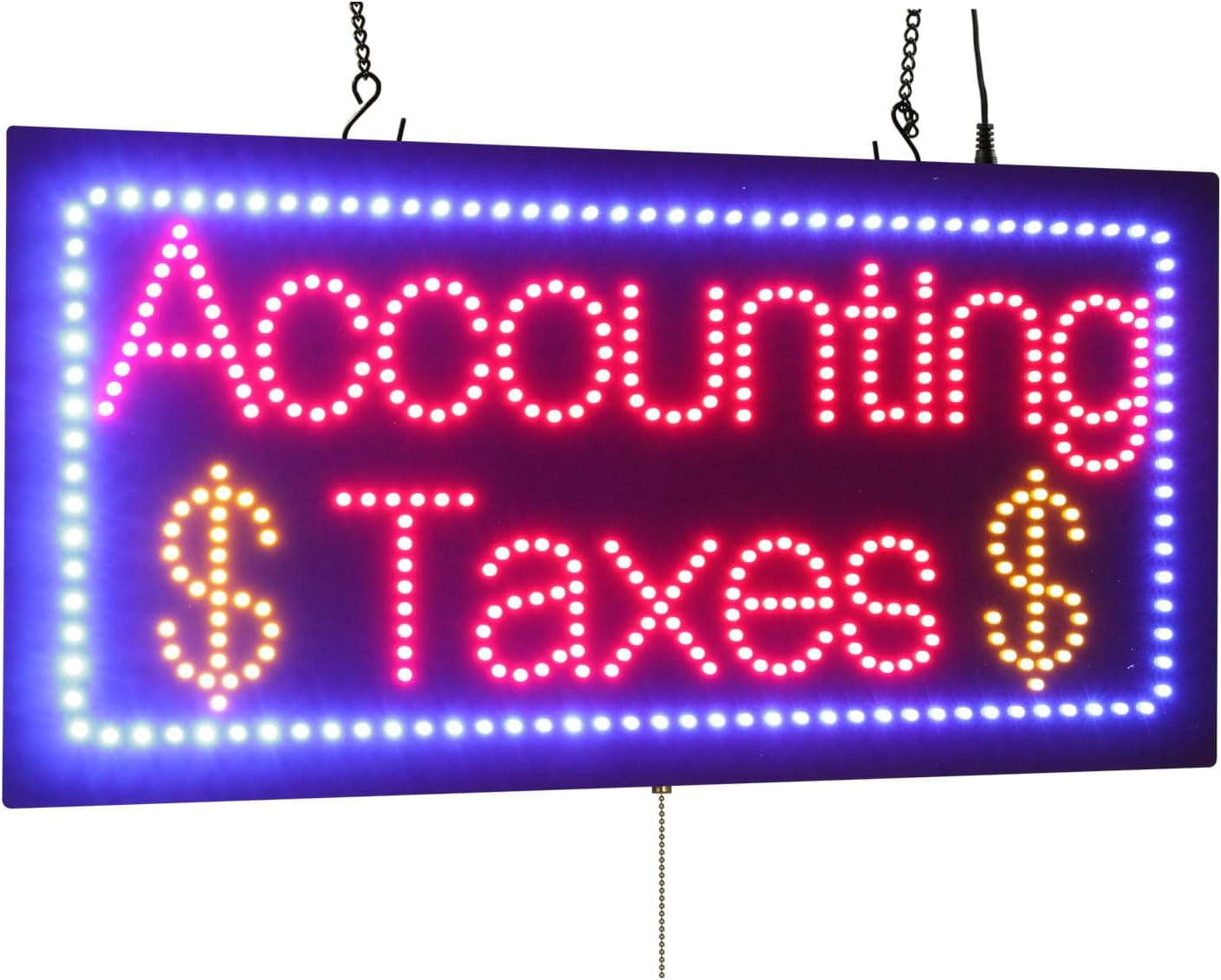 Accounting Taxes Sign, 24"x12", 60x30cm, TOPKING, Signage, LED, Bright ...