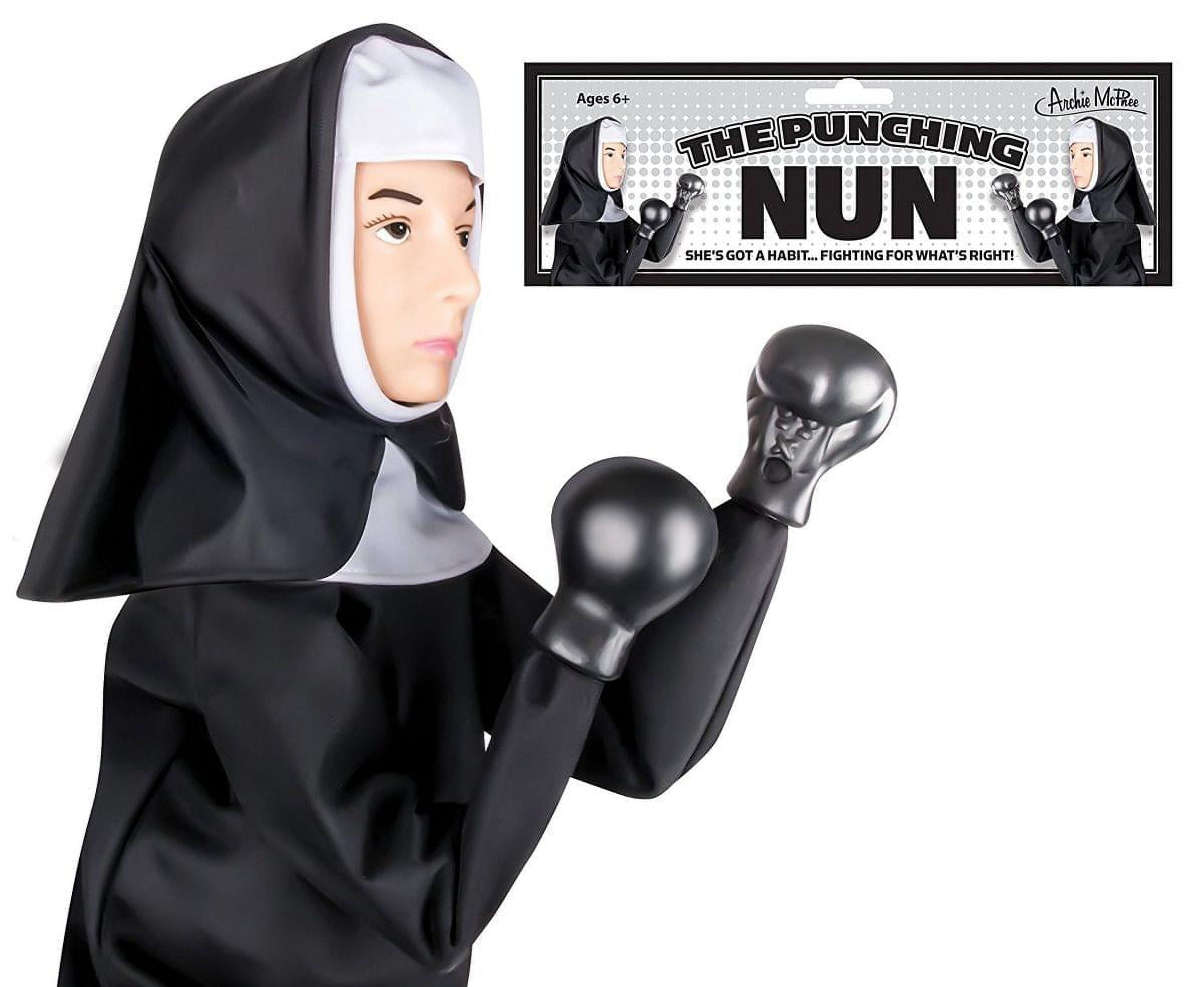 Boxing Punching Nun Puppet, 13" Height with Fabric Habit and Vinyl Head ...