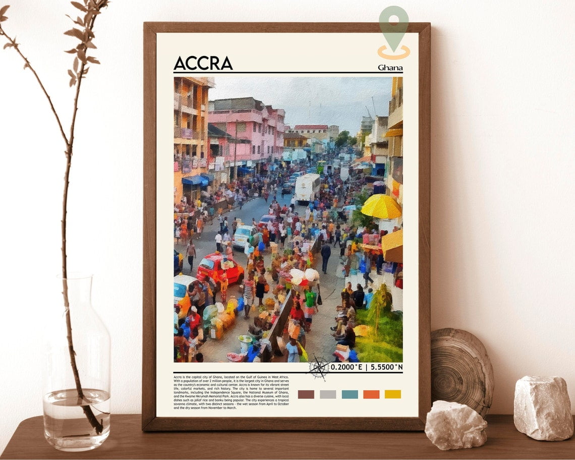Accra Print, Accra Poster, Accra Wall Art, Accra Travel, Accra Art Print, Accra Artwork, Accra ...