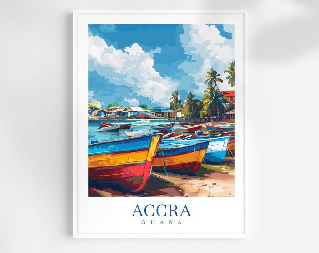 Accra Travel Print Ghana Wall Art Africa Poster Wall Hanging Home Décor Accra Gift Art Lovers ...