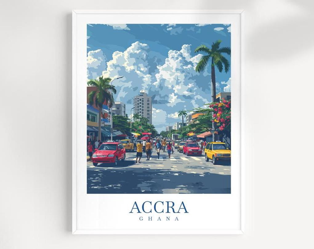 Accra Travel Print Ghana Wall Art Africa Poster Wall Hanging Home Décor ...