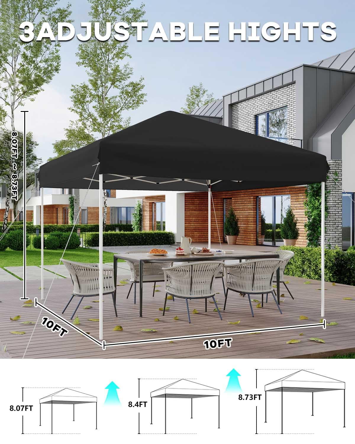 Accreate 10x10 Pop Up Canopy Tent, Outdoor Canopy Tent with 3 ...