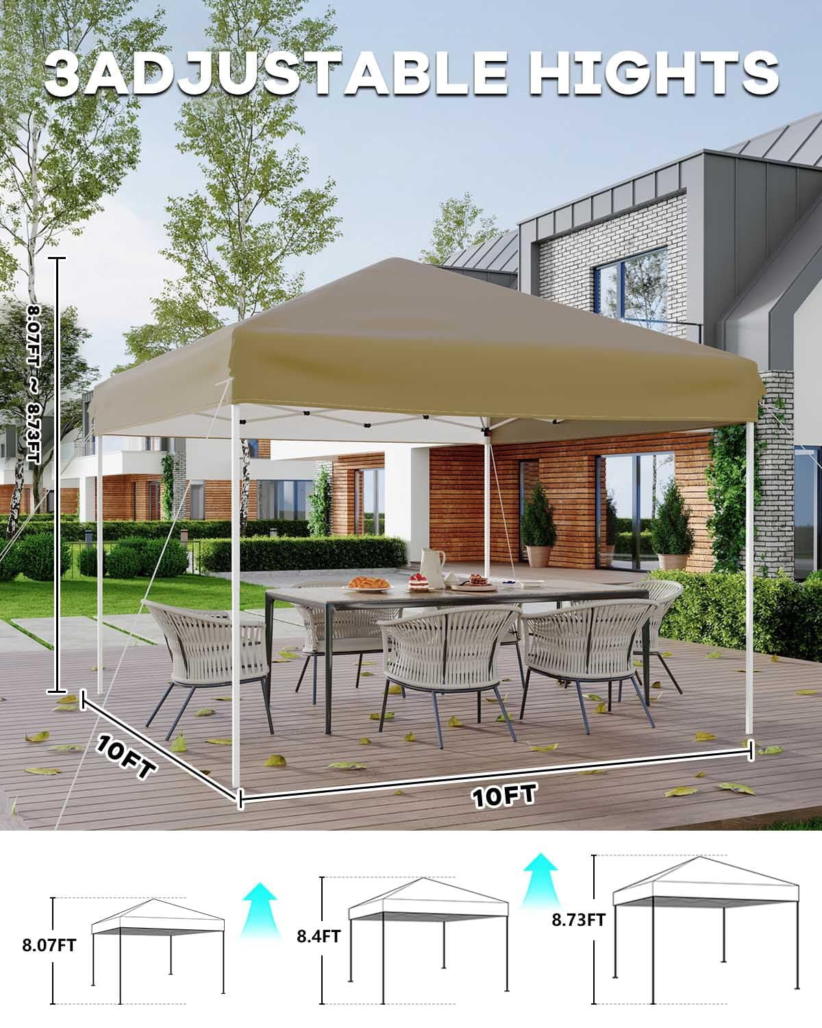 Accreate 10x10 Pop Up Canopy Tent, Outdoor Canopy Tent with 3 ...