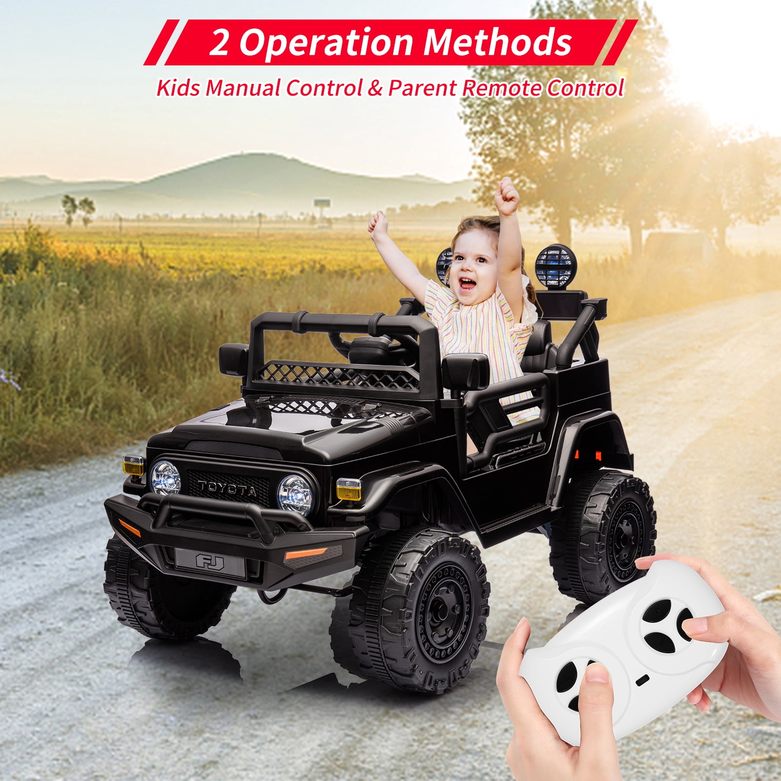 Accreate 12V Licensed Toyota Ride-On Truck, Kids Elecctric Car with ...