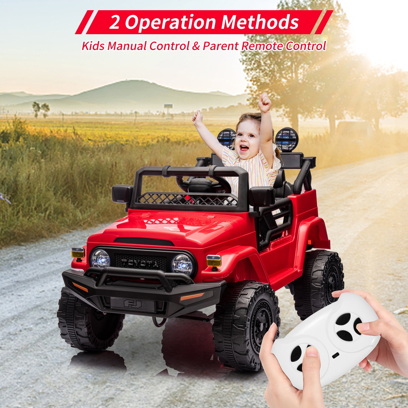 Accreate 12V Licensed Toyota Ride-On Truck, Kids Elecctric Car with ...
