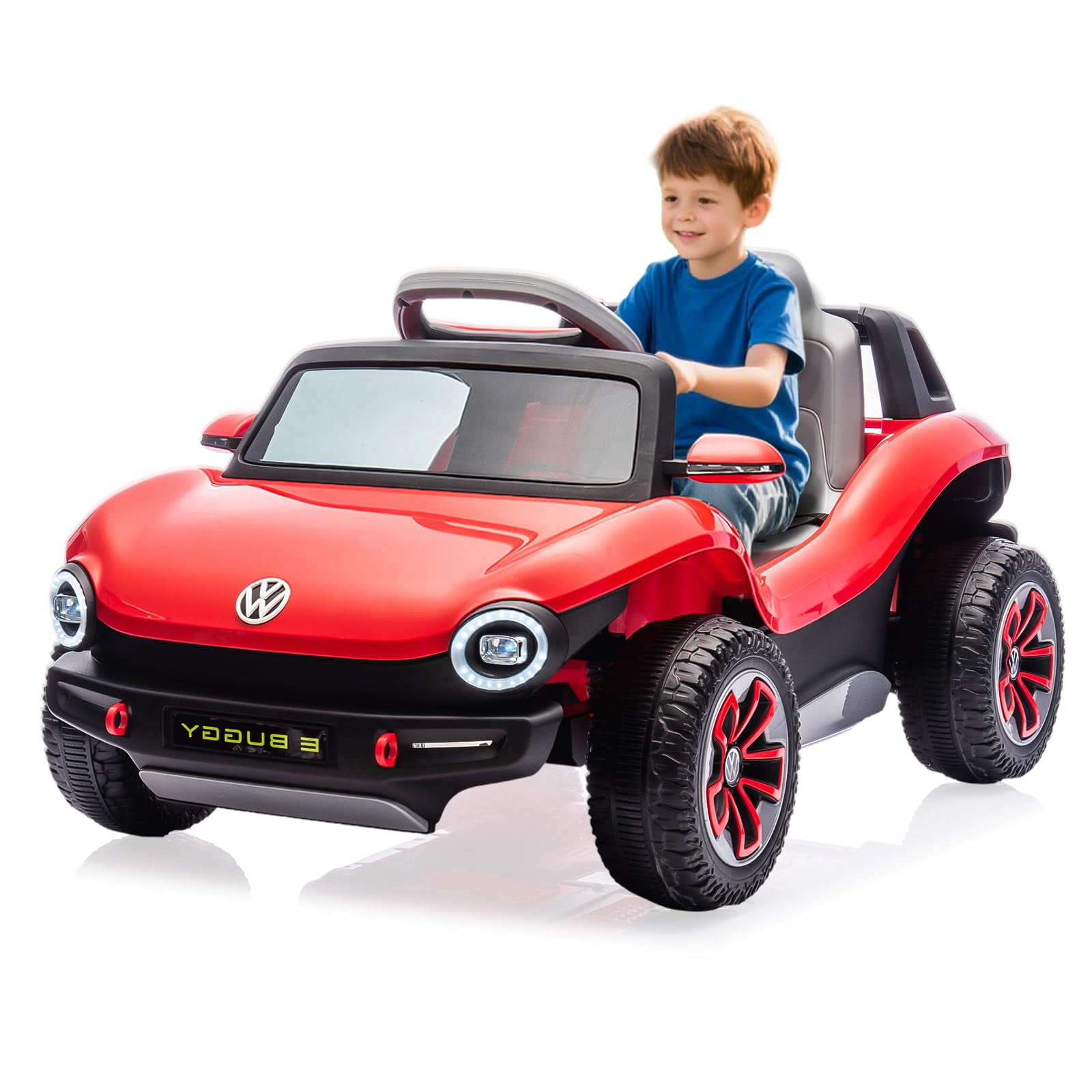 Accreate 12V Ride-On Car for Kids, Remote Control, Dual 30W Motors, LED ...