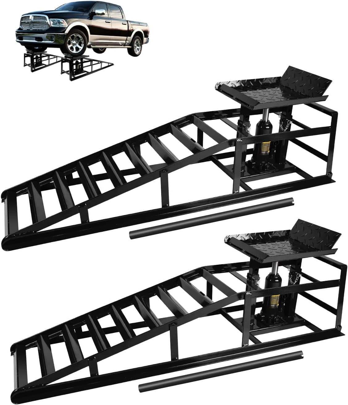 Accreate 2 Pack 5T 11000lbs Hydraulic Car Ramps - Adjustable Height Low ...