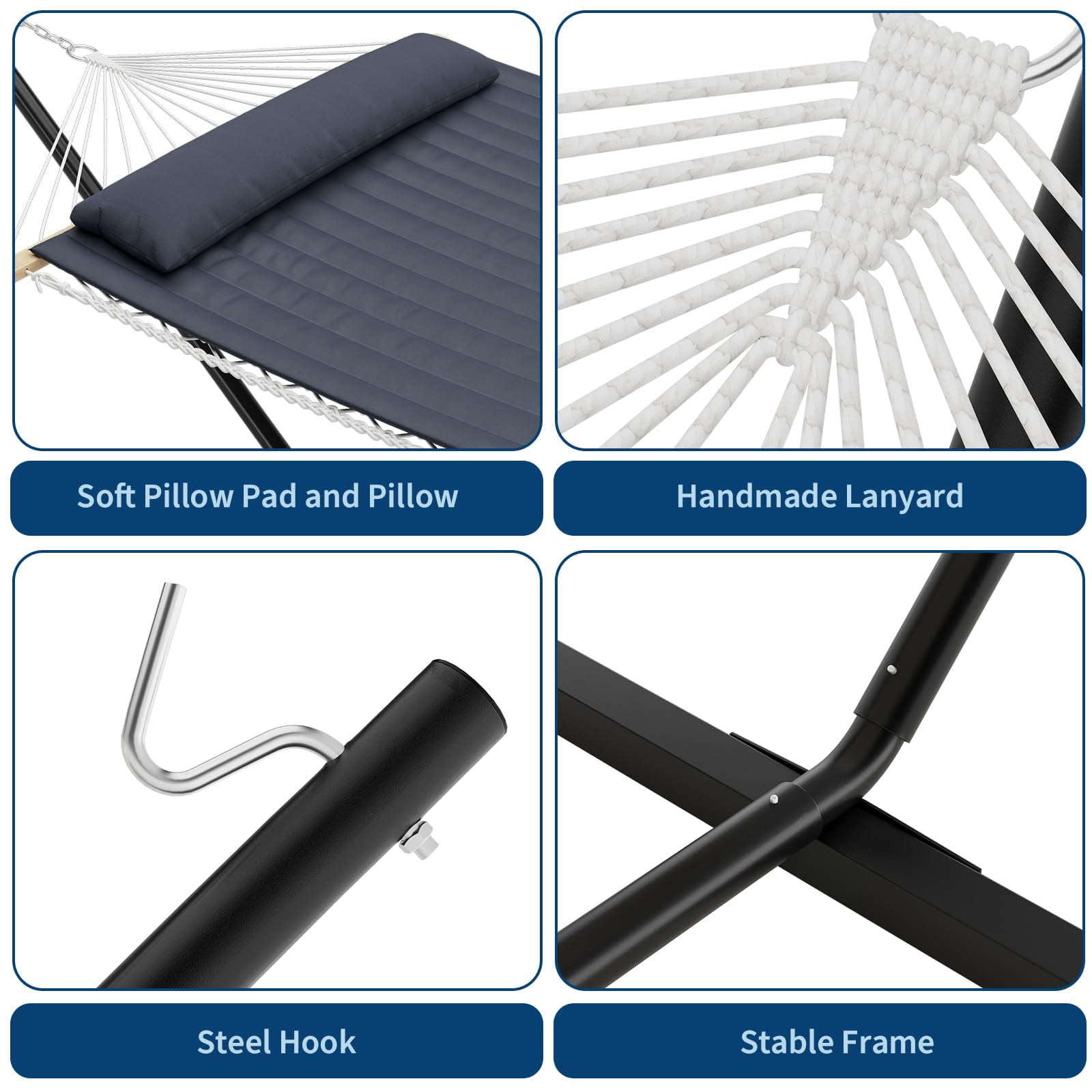 Accreate 2 Person Heavy Duty Double Hammock, with Collapsible Steel ...