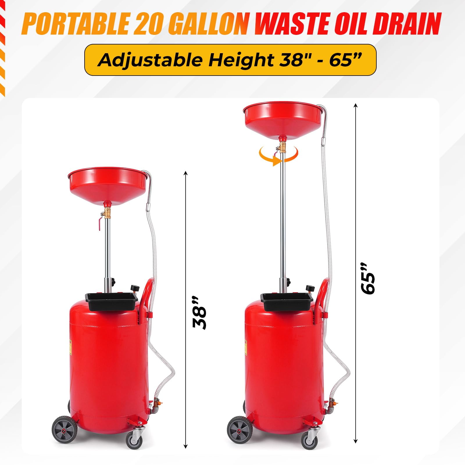 Accreate 20 Gallon Waste Oil Drain Tank, Portable Air Operated Oil ...