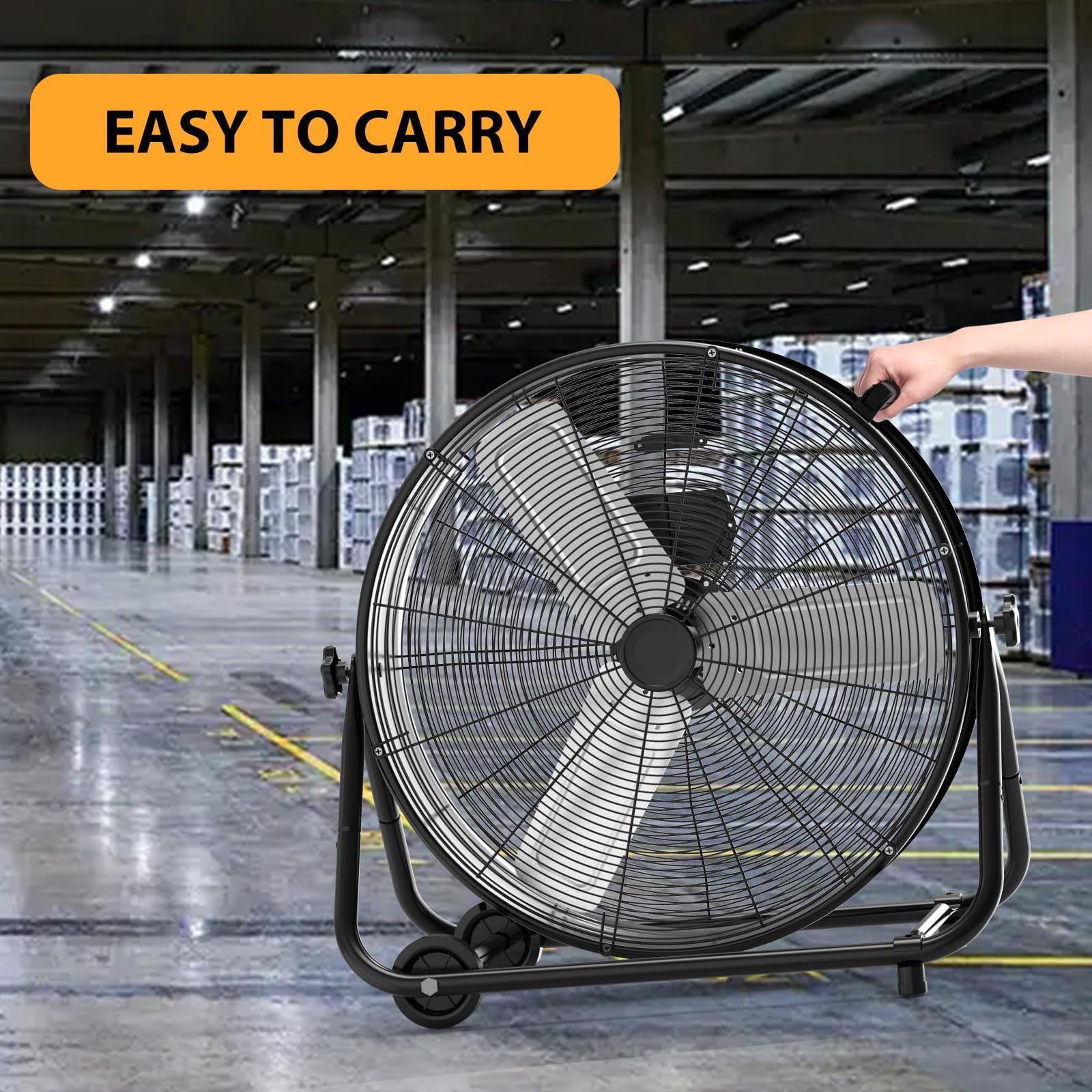 Accreate 24 Inch Industrial Drum Fan, Heavy Duty Floor Fan 3 Speed ...