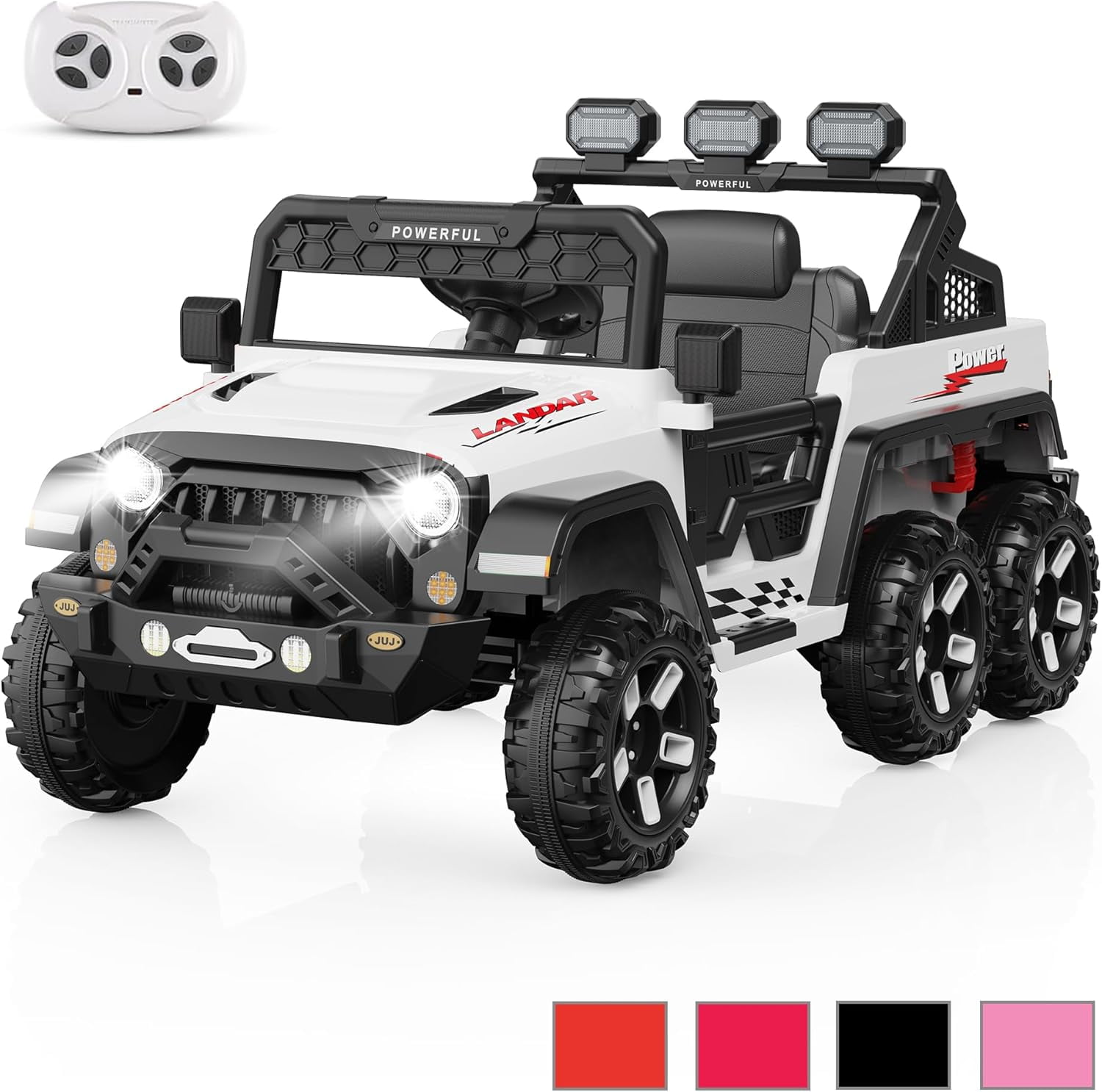 Accreate 24V 4WD Ride on Car with 6 EVA Wheels, Kids Electric Vehicle ...
