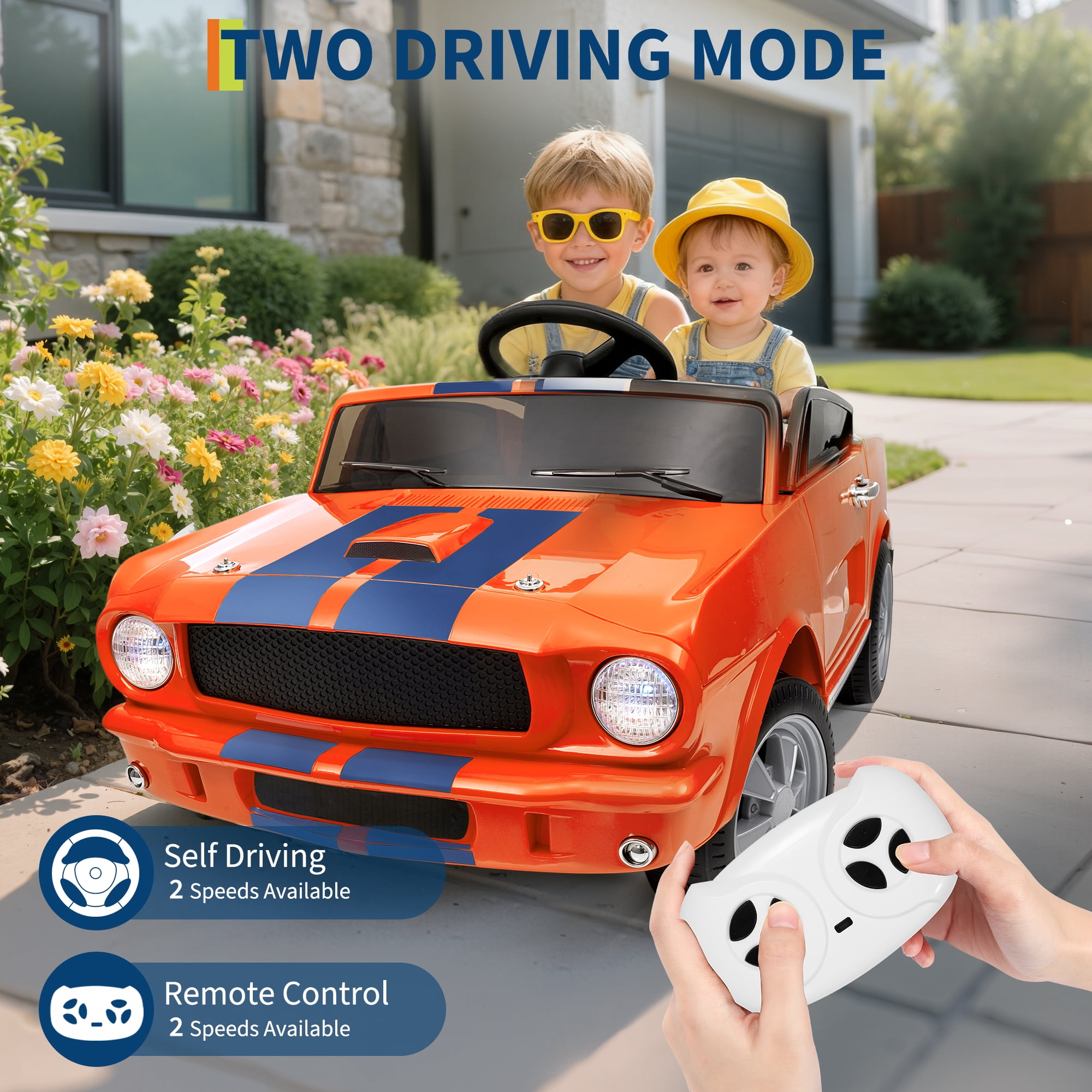 Accreate 24v 7AH 2-Seater Licensed Shelby GT350 Ride-on Car for Kids ...
