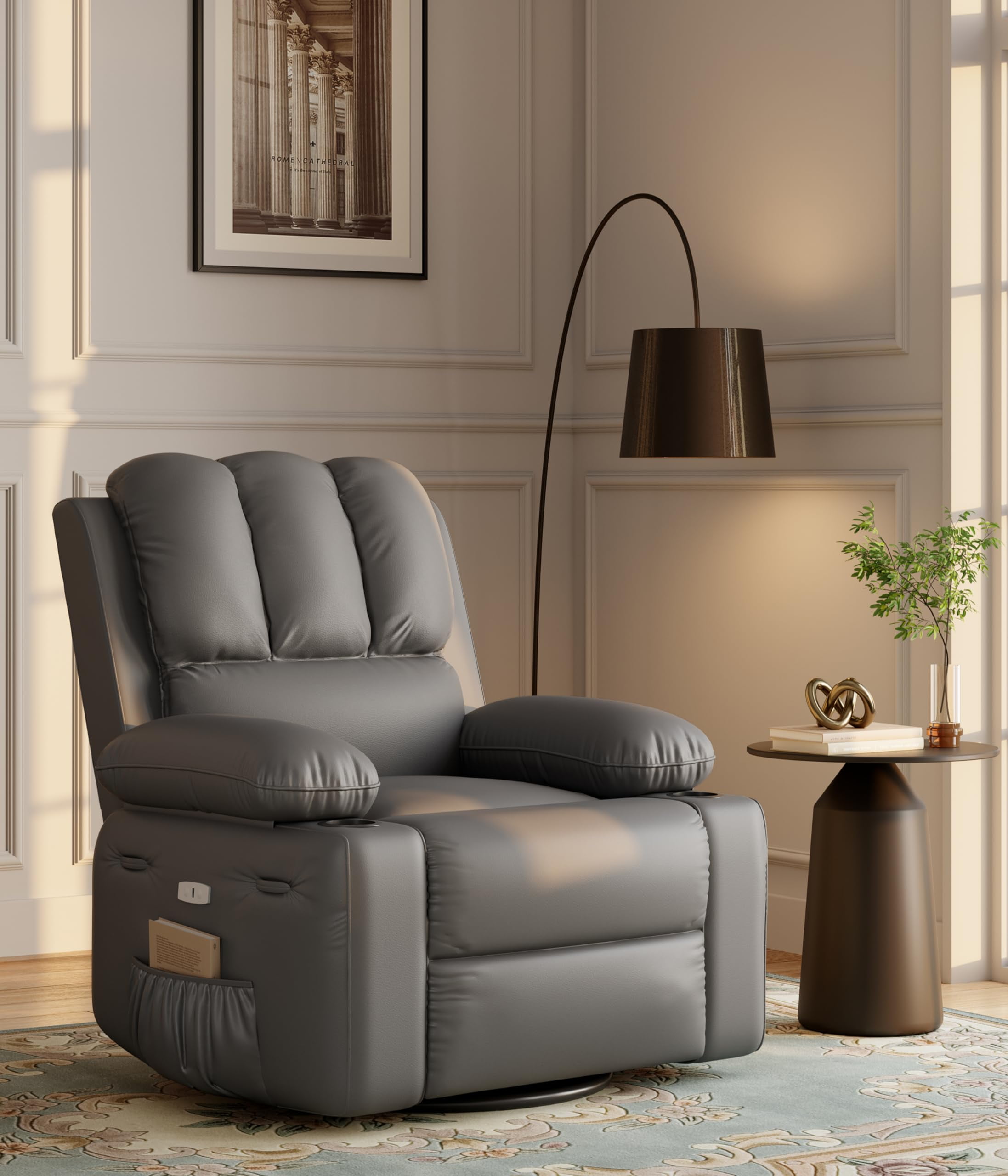 Accreate 27'' Oversized Recliner Chair for Adults, PU Leather Recliner ...