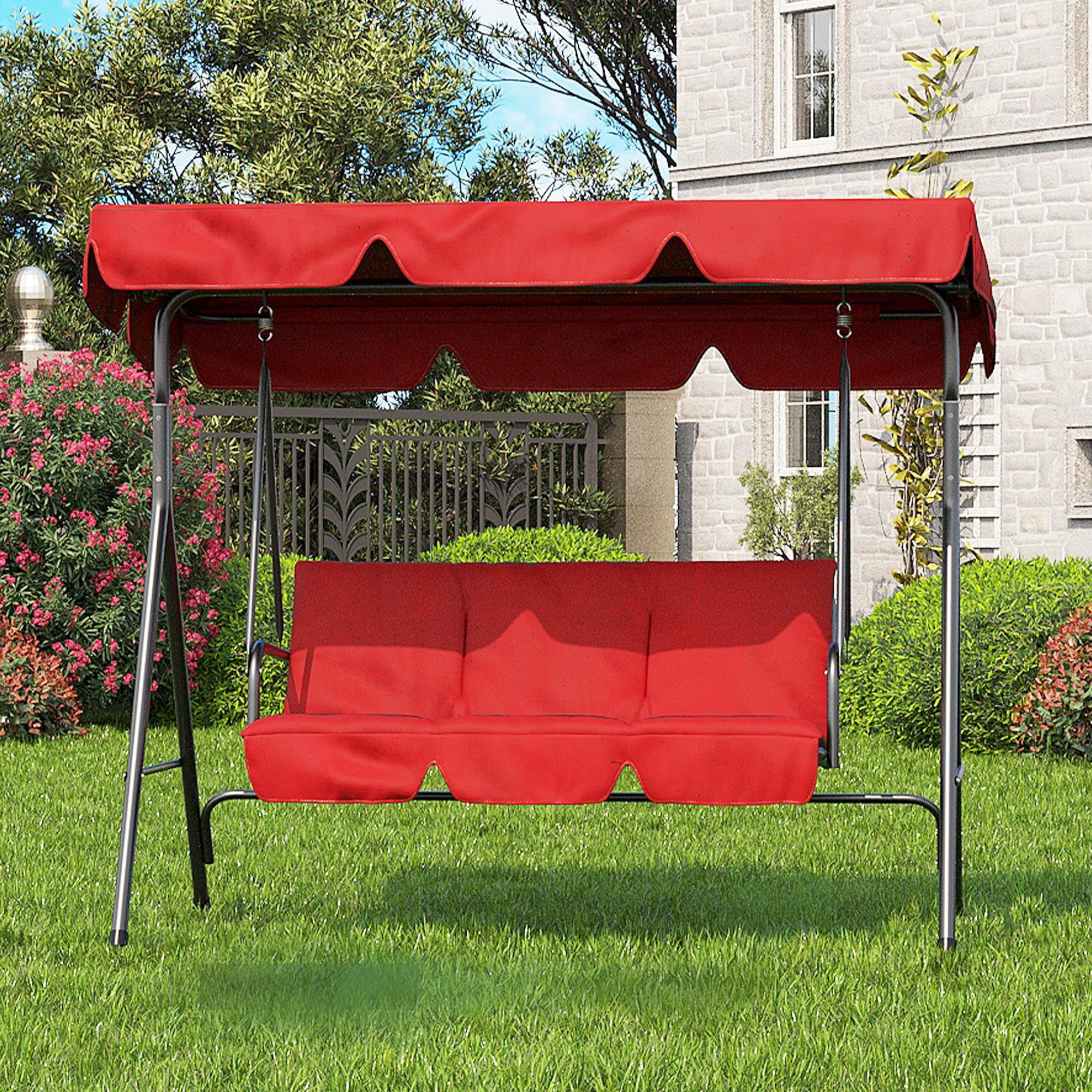 Accreate 3 Person Patio Swing Chair with Canopy for Porch, Convertible ...